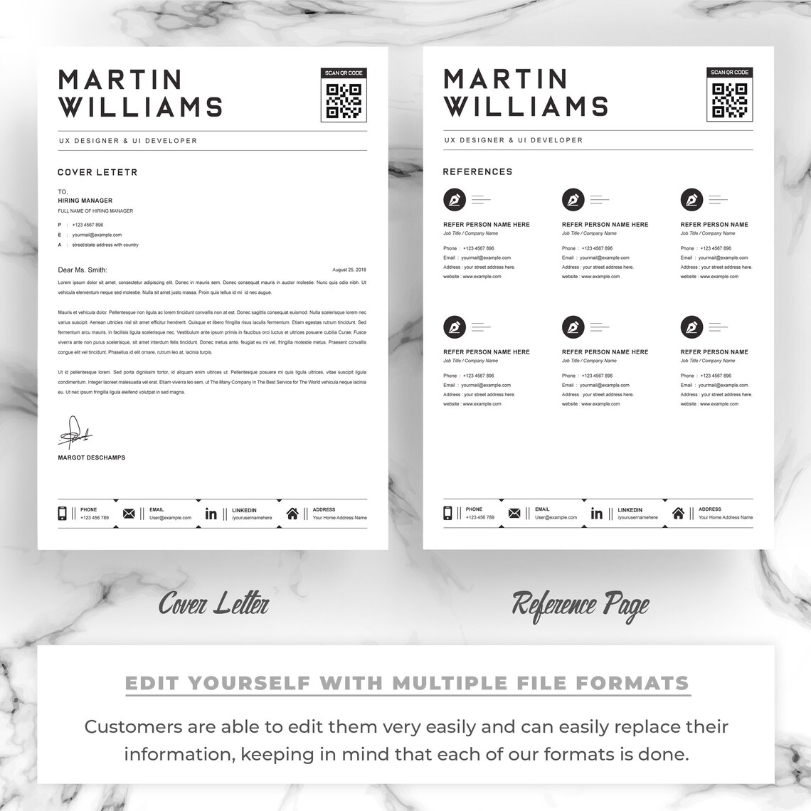 Clean Resume / CV Template With MS Word Cover Letter - Etsy