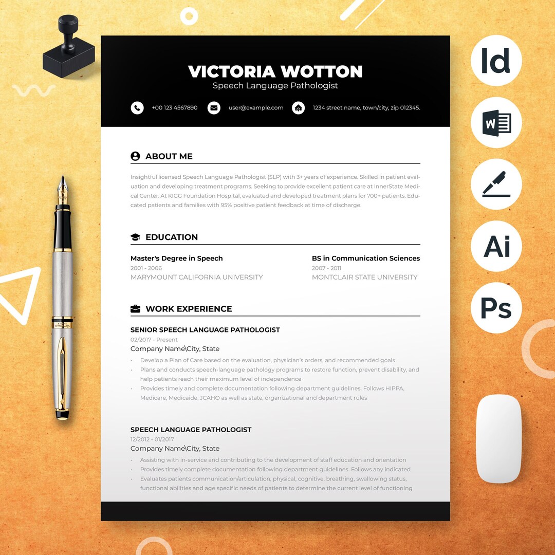 Elegant Resume CV Template, Stylish Curriculum Vitae Design, Modern ...