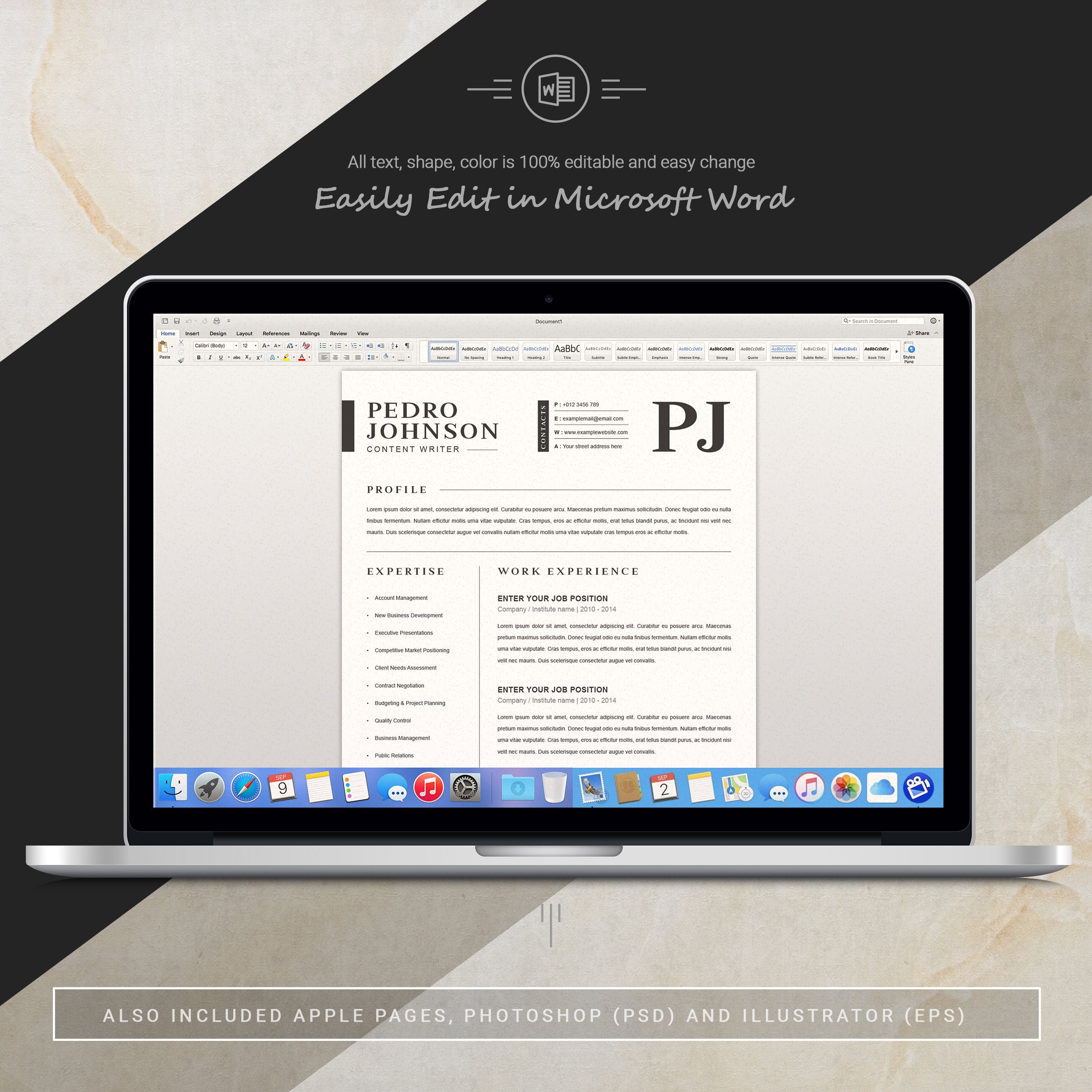 One Page Clean Resume With Cover Letter - Etsy