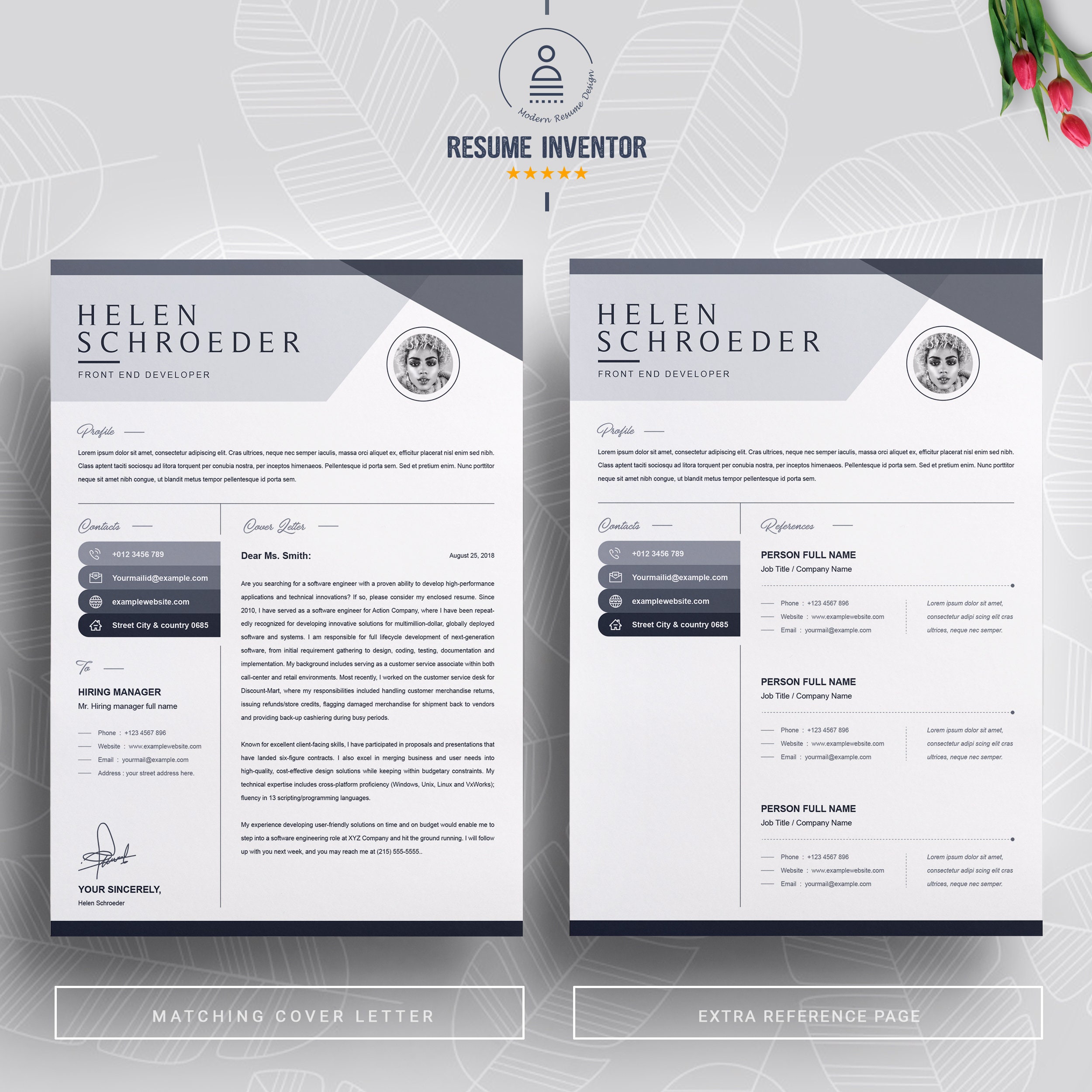 Resume Template / Professional CV Design Template With Cover Letter MS ...