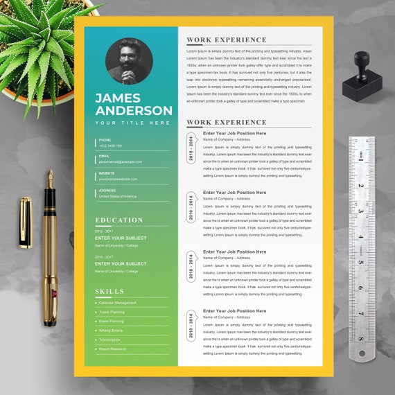 3 Page Resume Template Cover Letter and References Template | Etsy