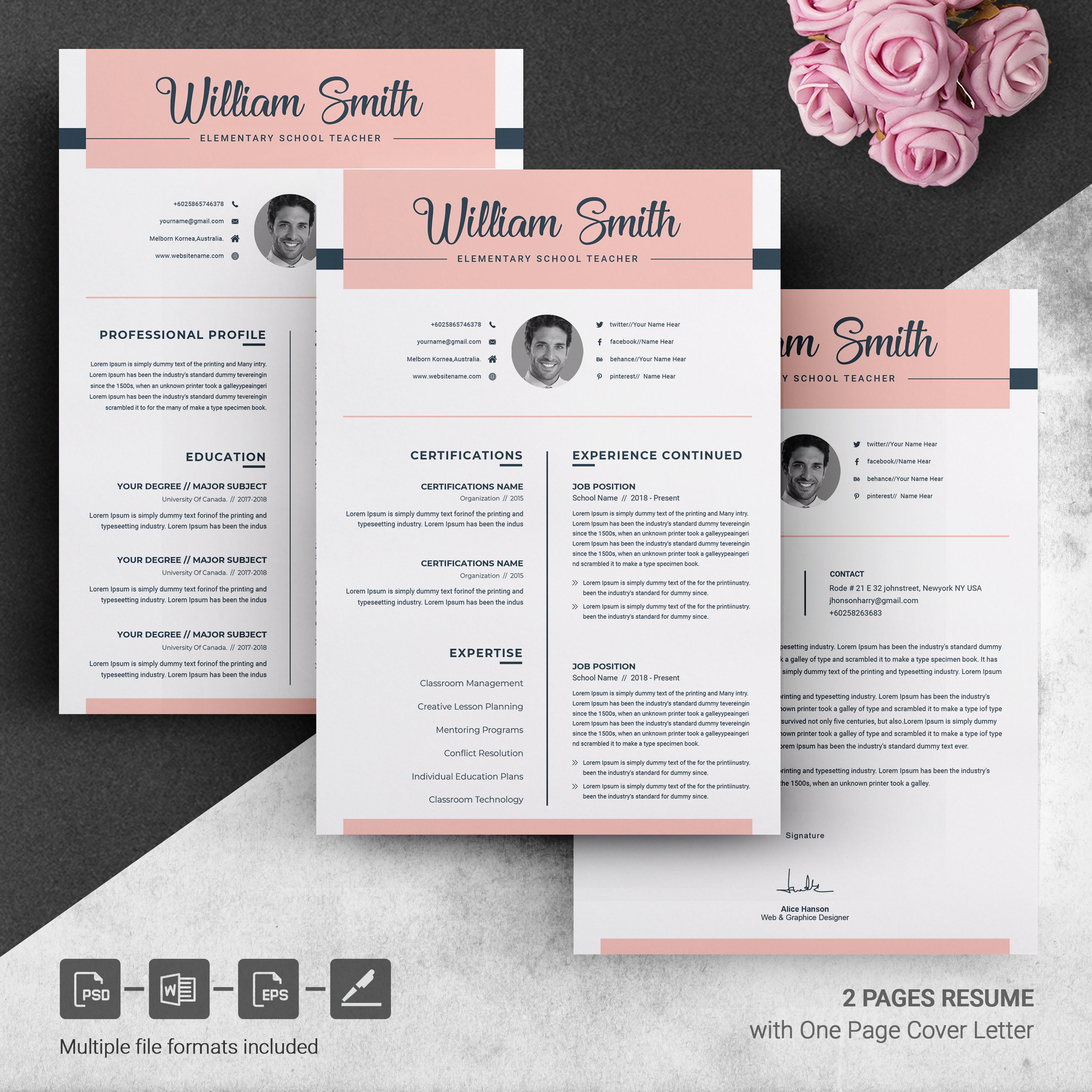 Teacher Resume Template for Word & Pages 1-3 Page Educator Resume ...