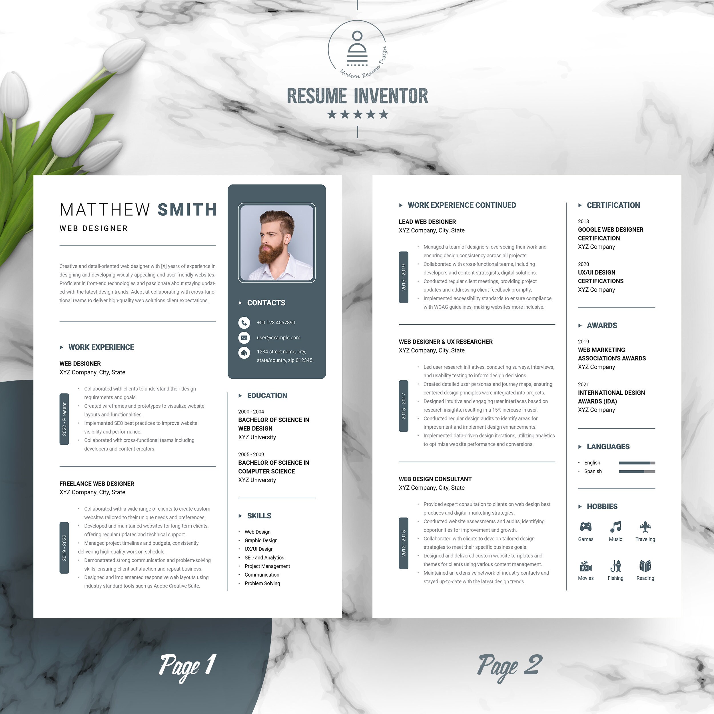 Professional Resume/cv Template, Modern Design, Job Application ...