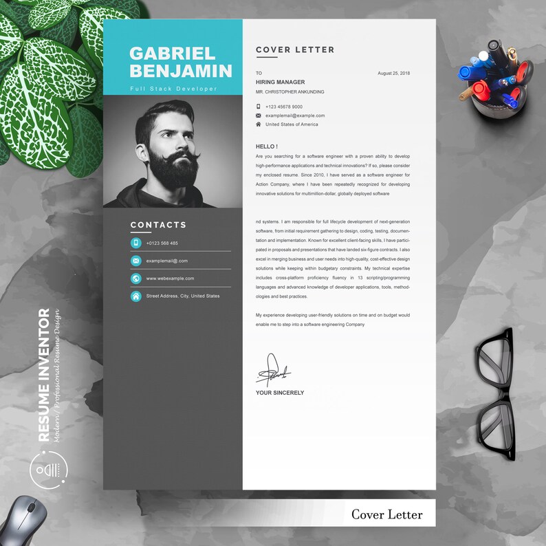 Blue Resume Developer Resume 2021 Instant Download - Etsy