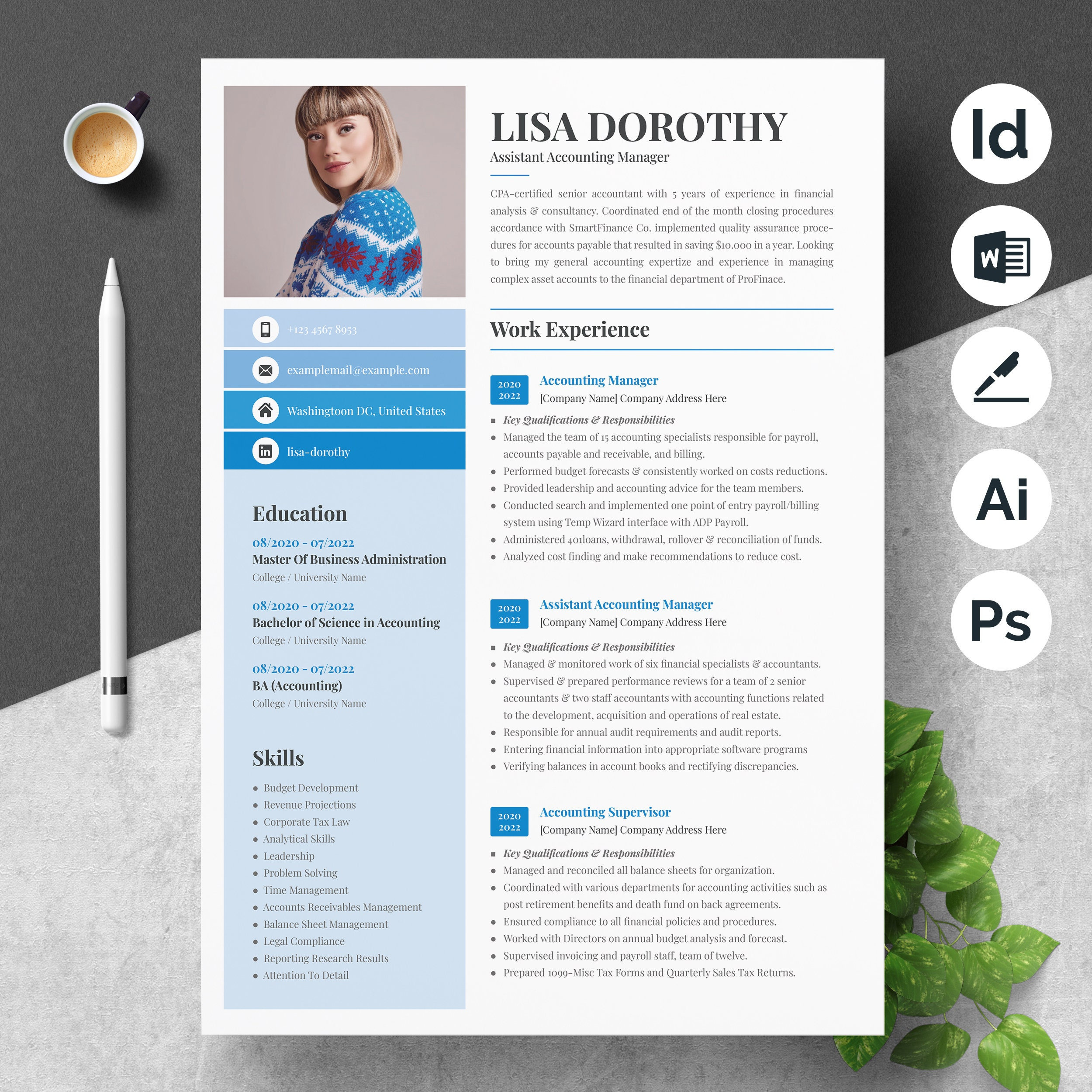 Editable Resume Template, Modern CV Design, Job Application Template ...