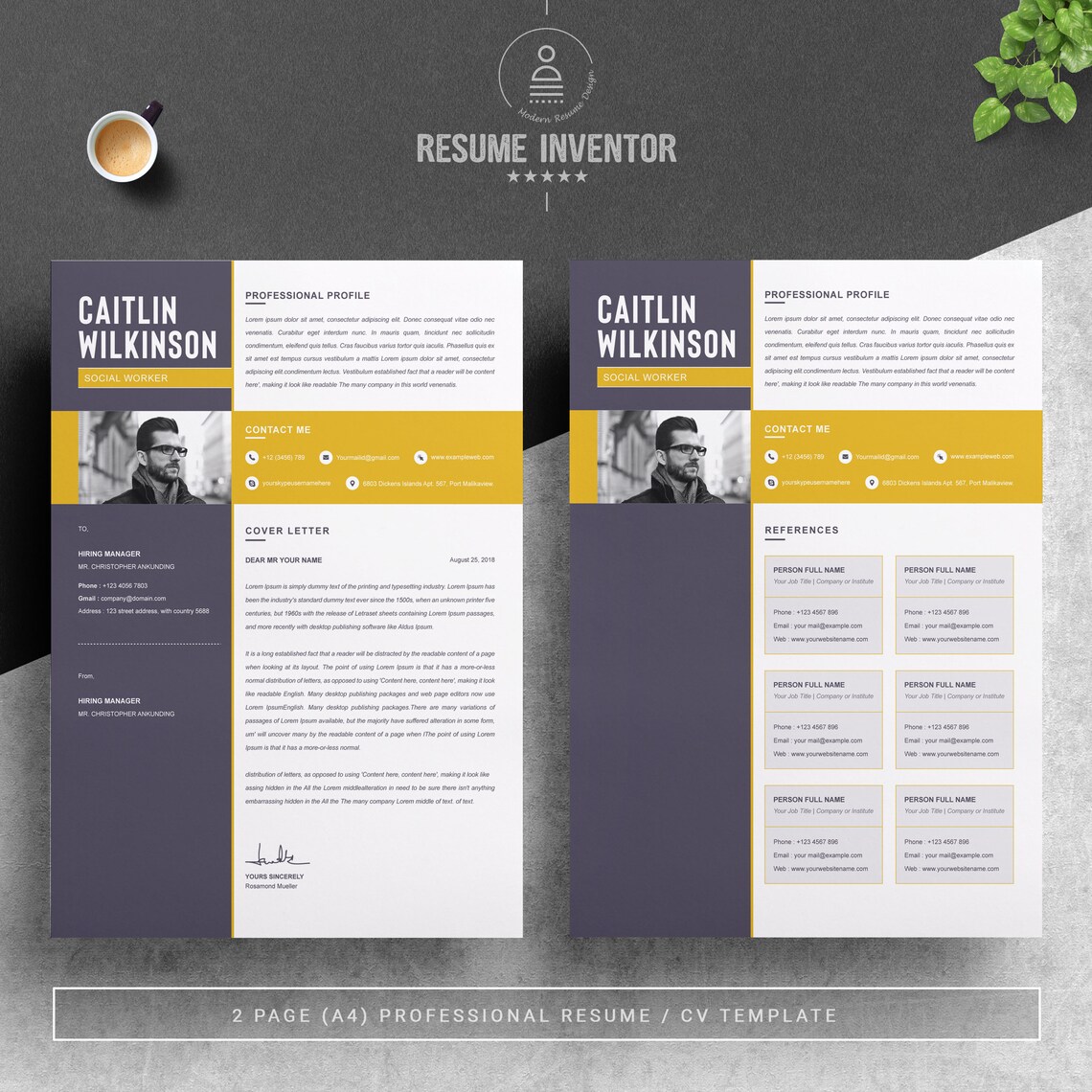 Resume Template With Cover Letter - Etsy