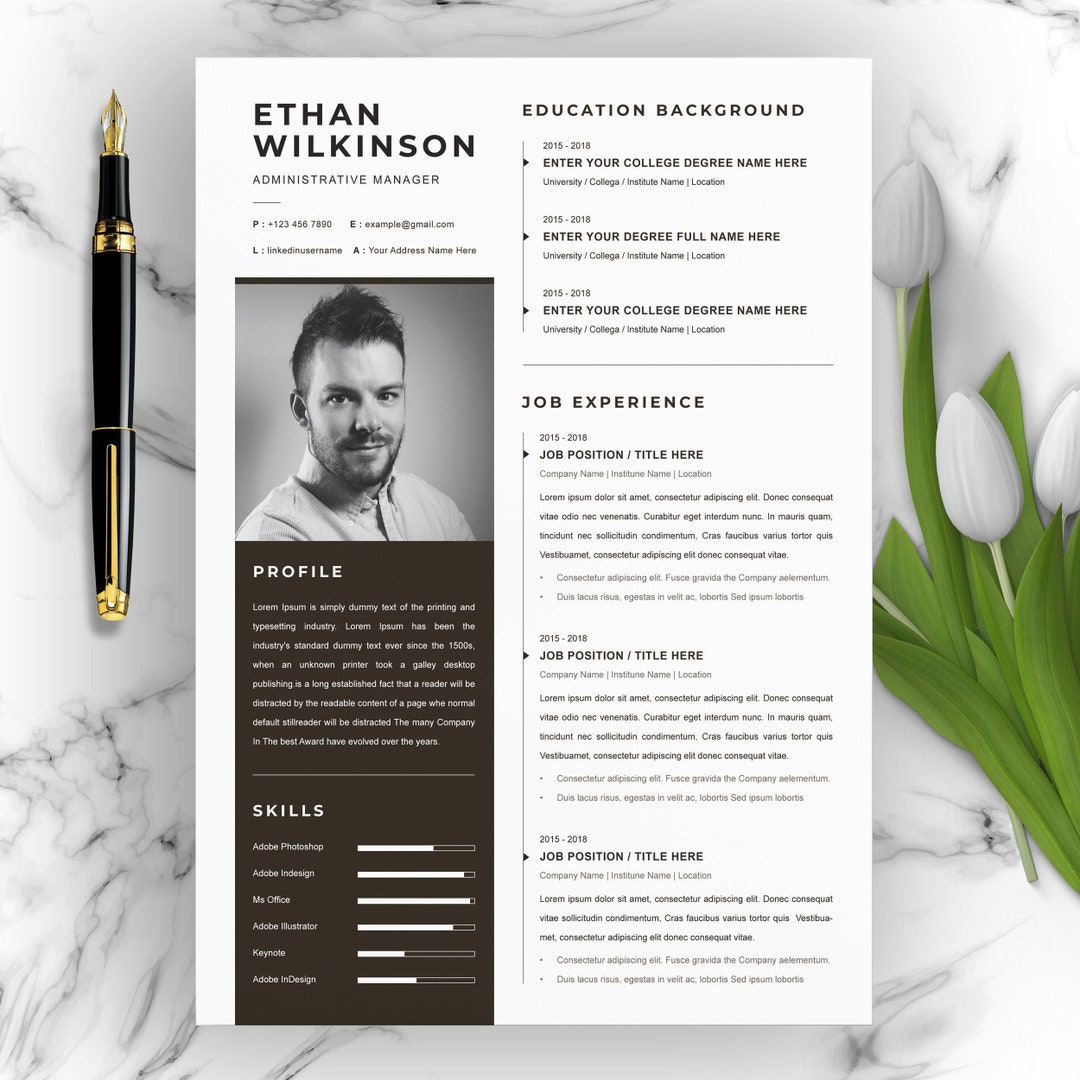 Creative Resume | Modern Resume Template | Cover Letter, Word, Mac,a4 ...