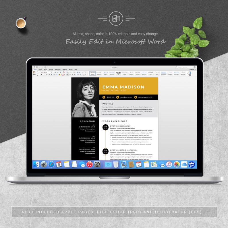 Modern Resume/cv Template for Word Apple Pages Resume/cv Template With ...