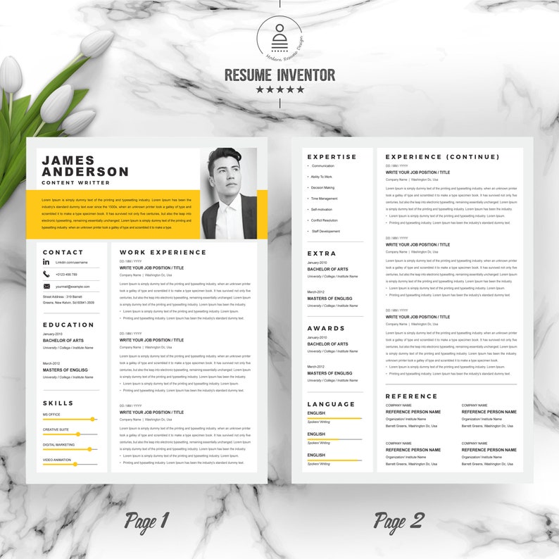 Creative Resume Modern Resume Template Cover Letter, Word, Mac,a4, CV ...