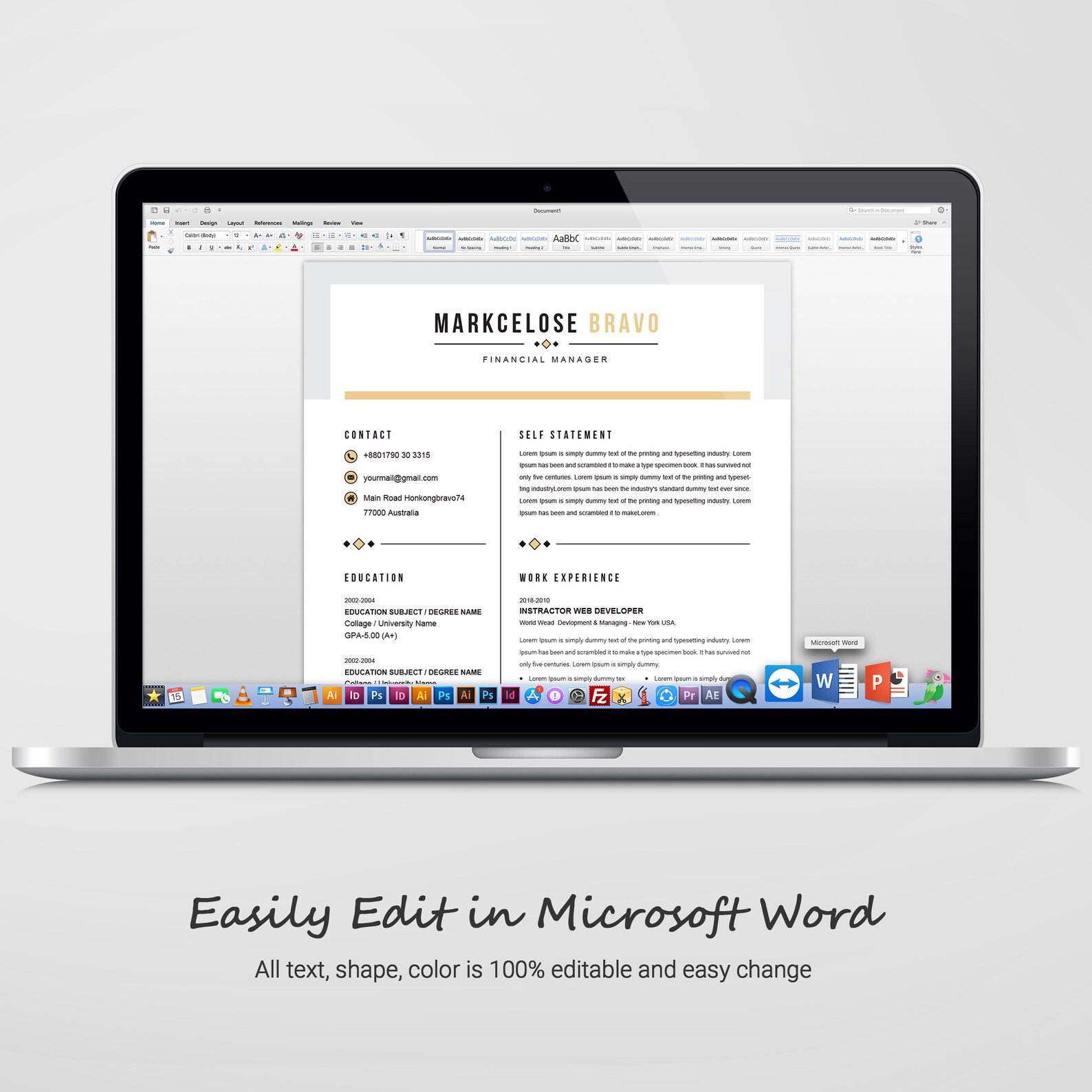 Curriculum Vita | Resume CV Design Template | Instant Download ...