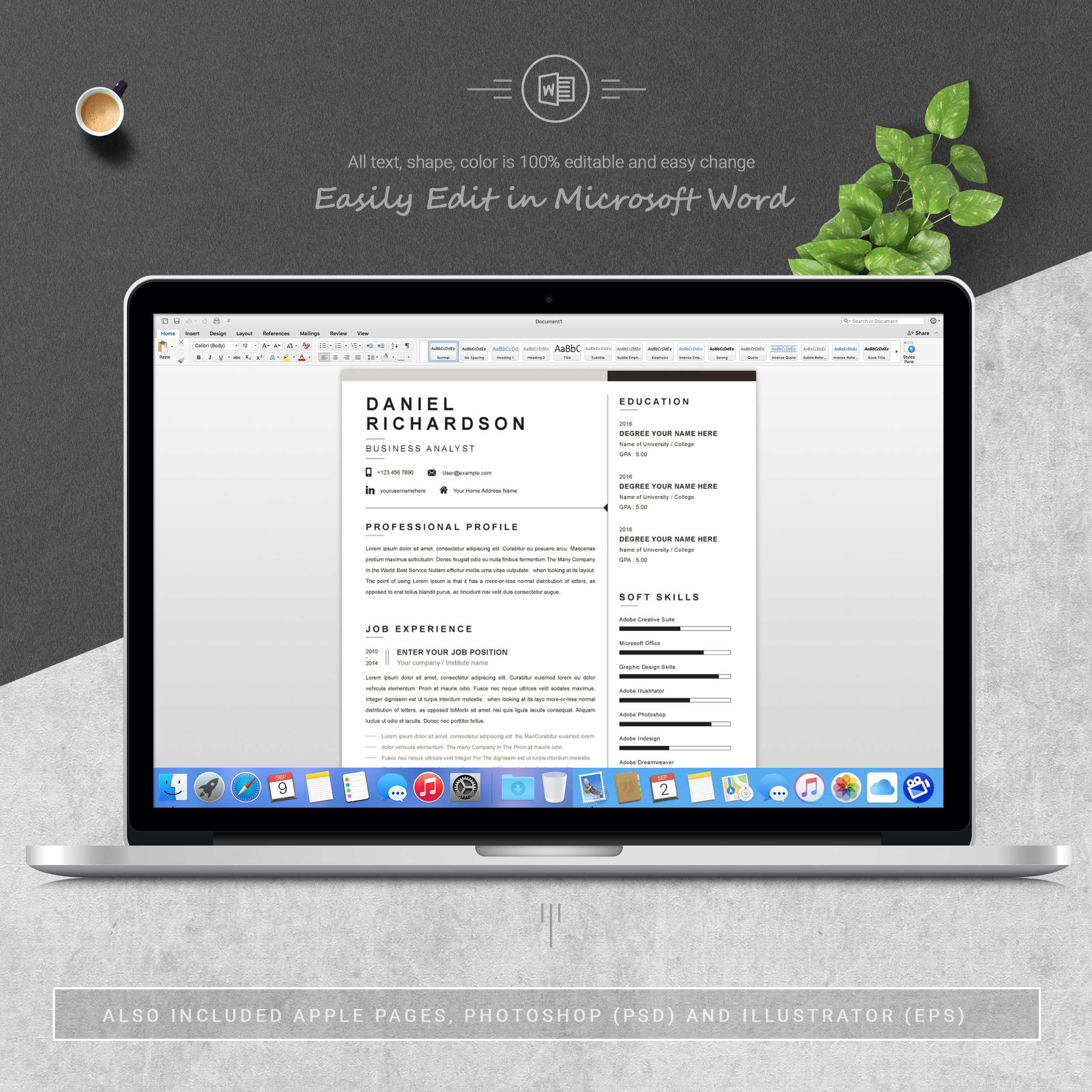2 Page Professional Simple Graphic Designer Resume Template - Etsy