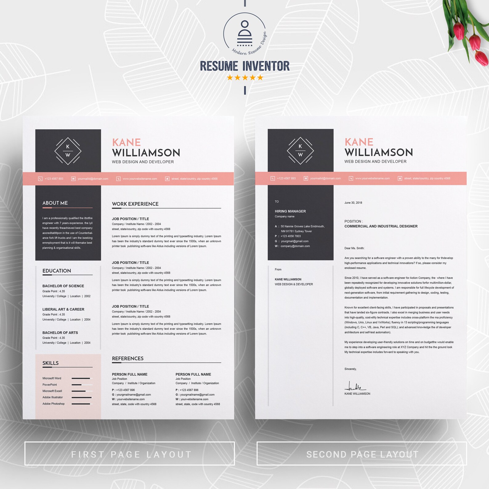 Professional Resume Template | MS Word CV Design Template | Instant ...