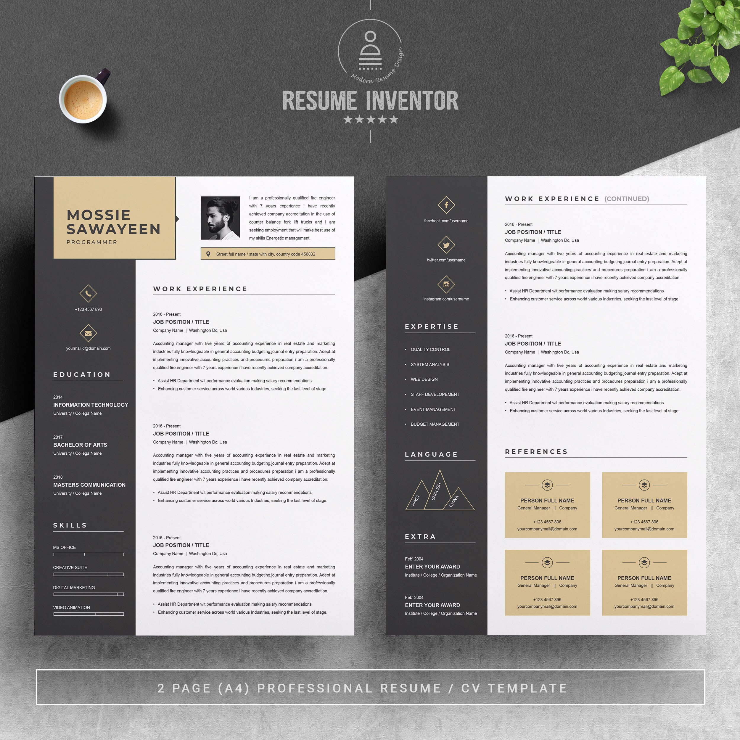 Professional Resume Template - Etsy