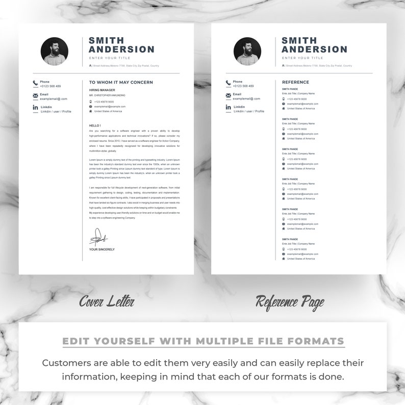 One Page Resume Professional Clean Resume Template Professional Resume ...