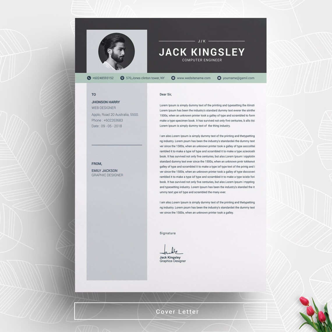 Word Resume CV Template MS Word With Cover Letter Clean and Creative ...