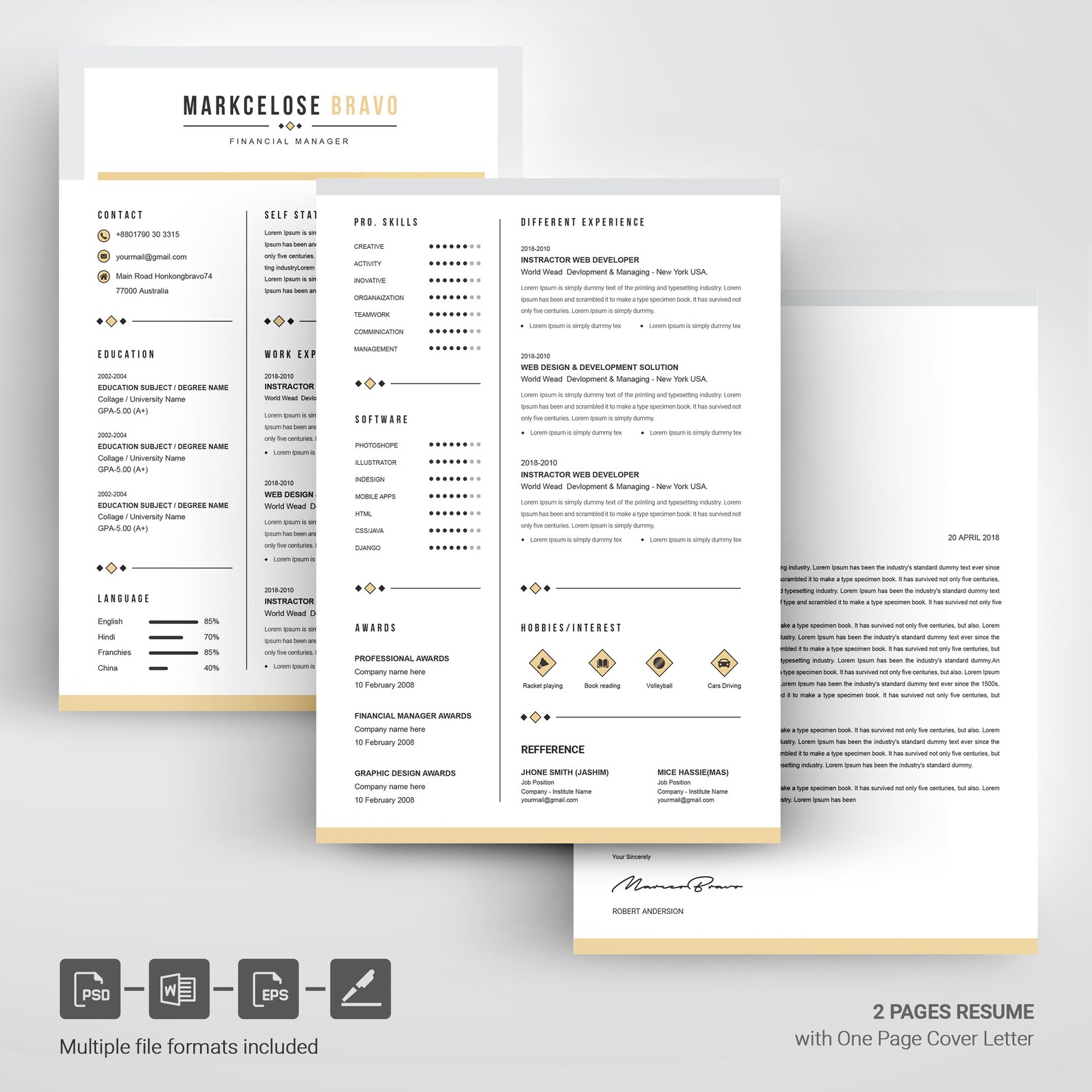 Curriculum Vita | Resume CV Design Template | Instant Download ...