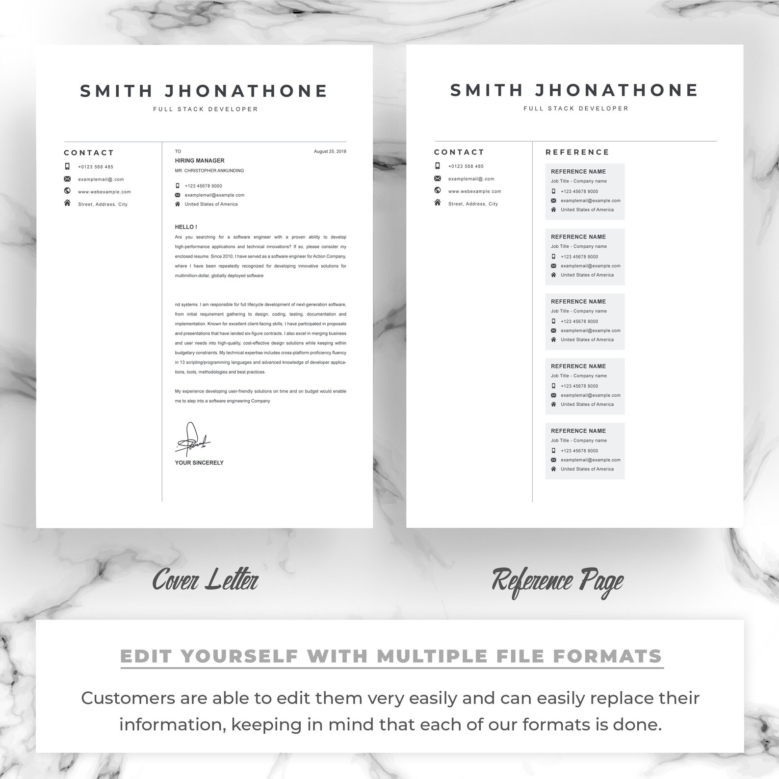 Clean Resume Template Black Resume Professional Resume / - Etsy