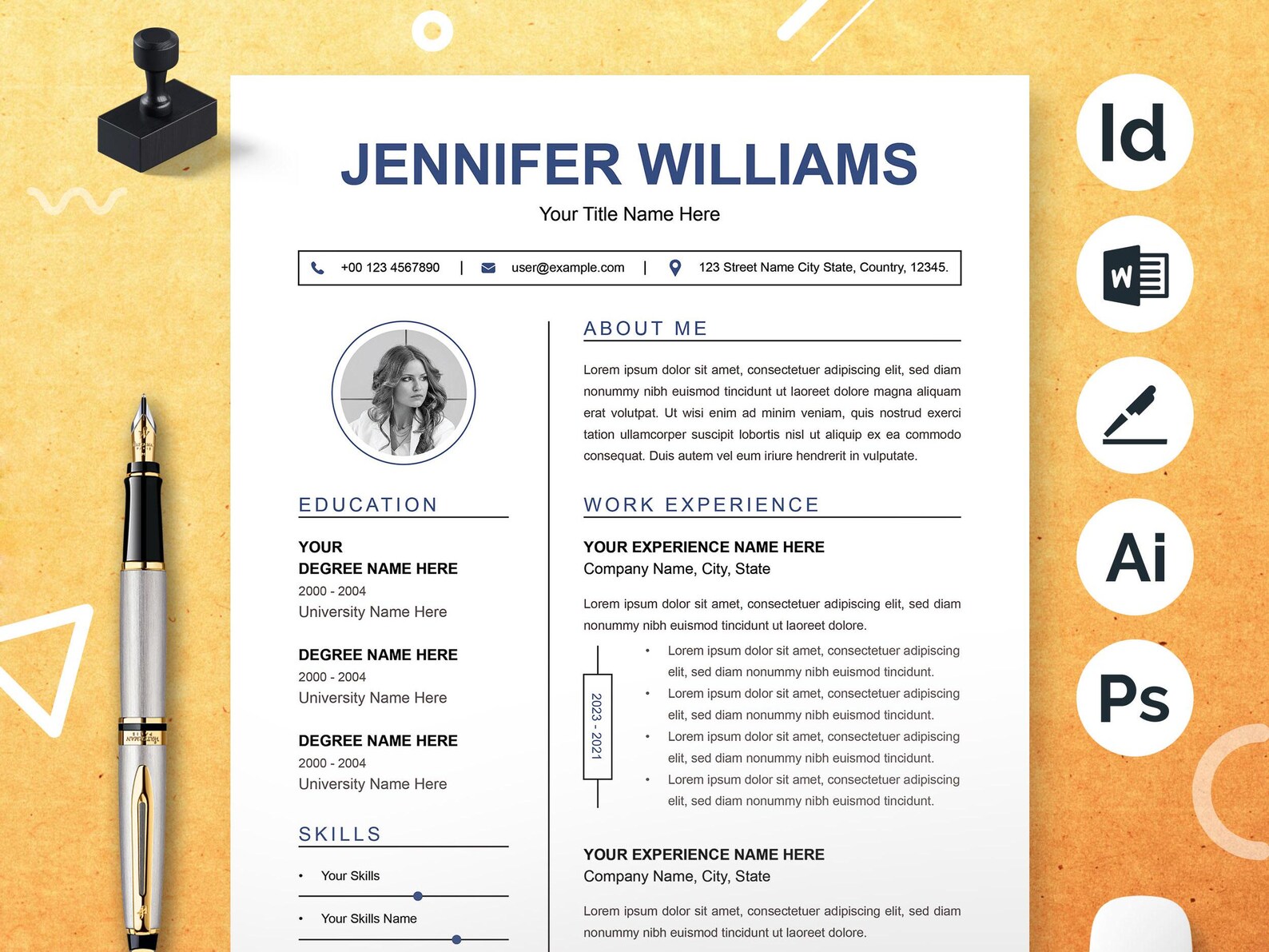 Creative Resume Template, Unique CV Design, Job Application Bundle ...