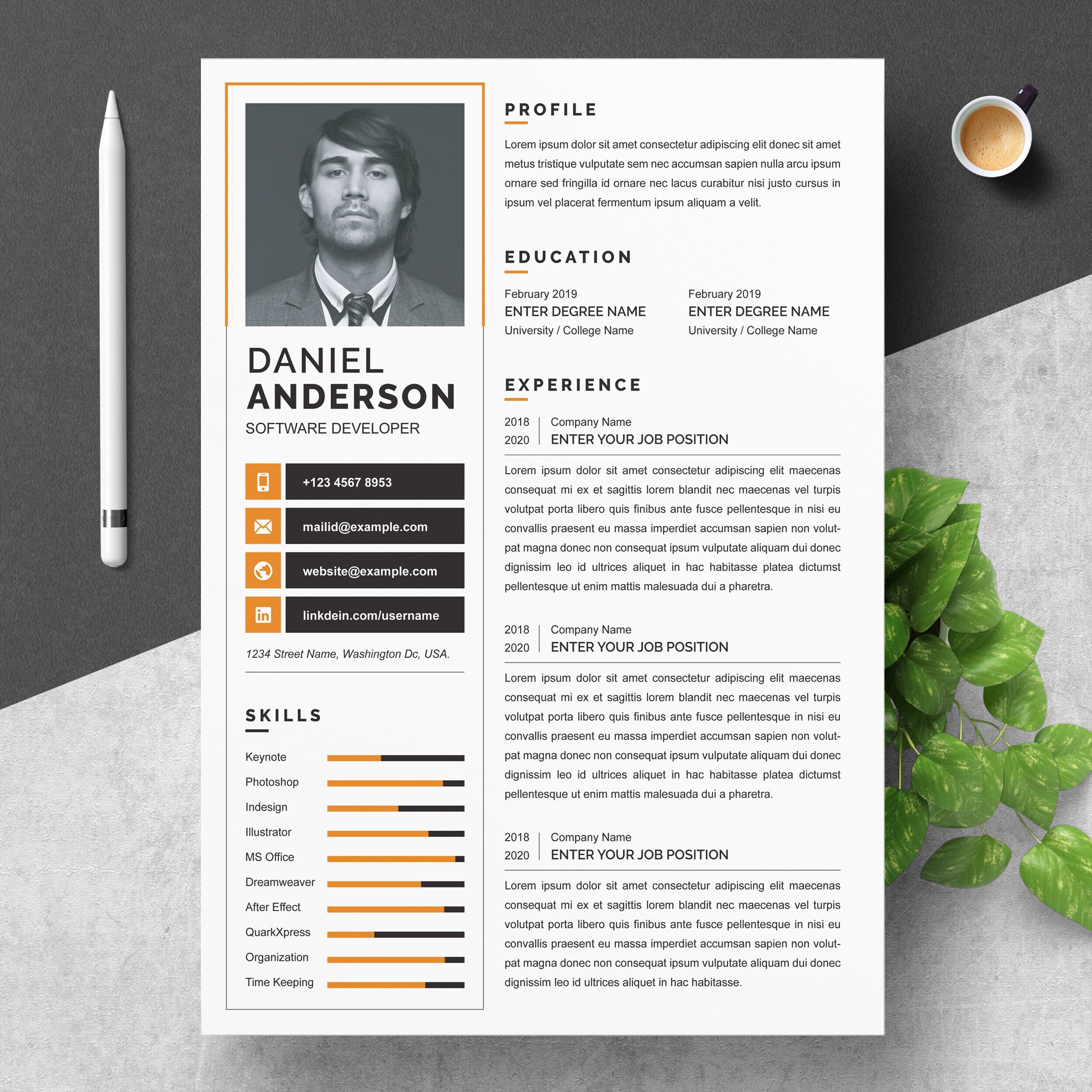 Modern Resume Template Word CV Curriculum Vita Template CV Template ...