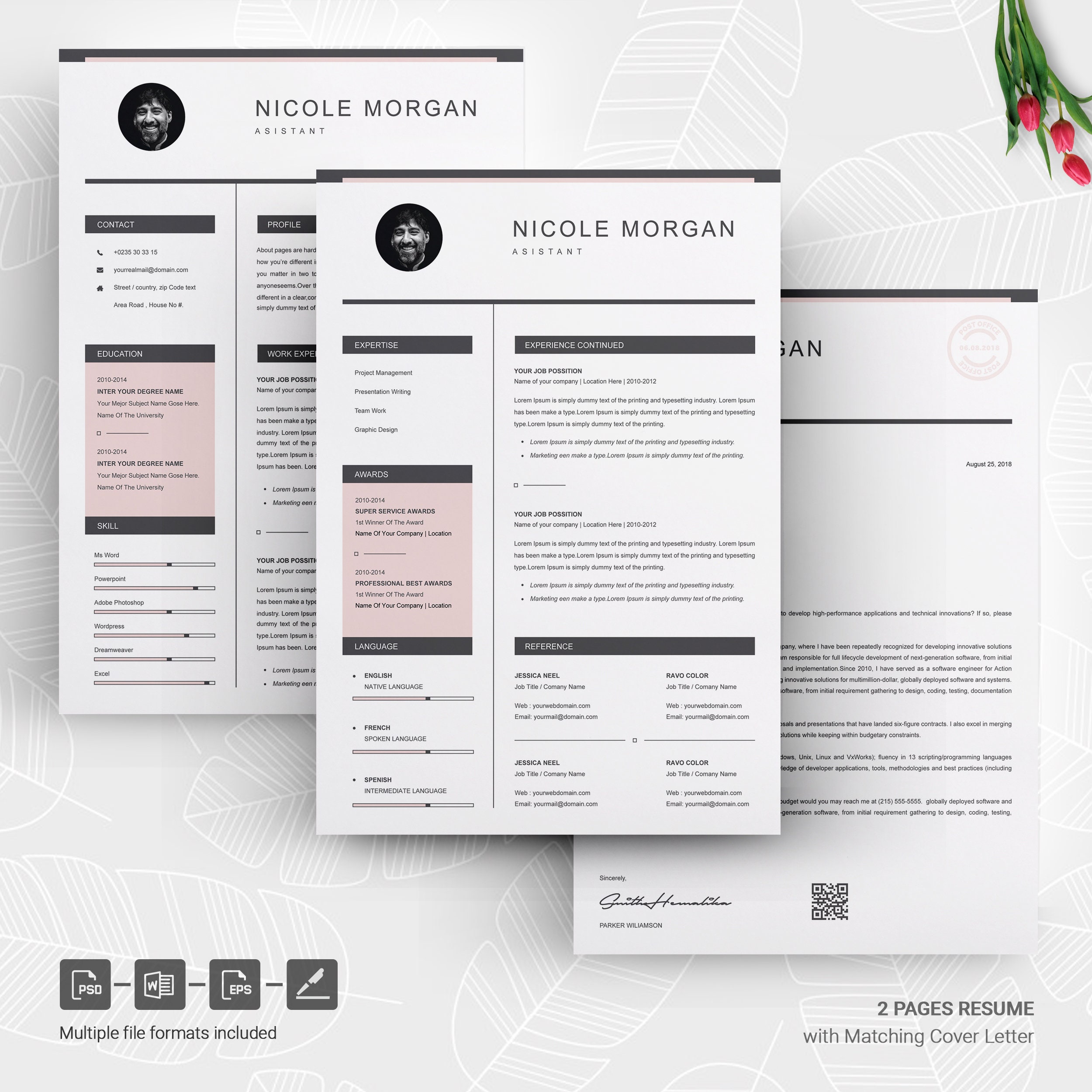 Professional Clean Minimal Resume / CV Template - Etsy