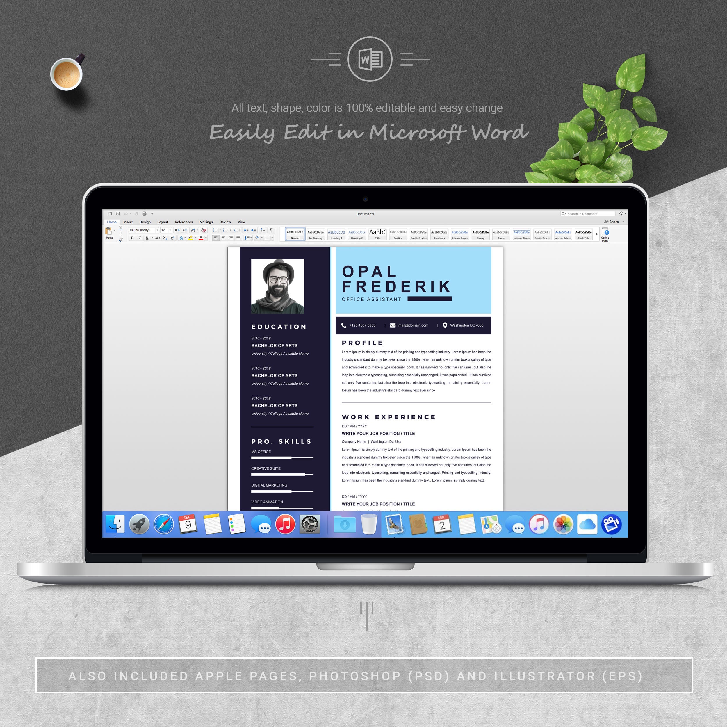 Creative Resume Modern Resume Template Cover Letter, Word, Mac,a4, CV ...