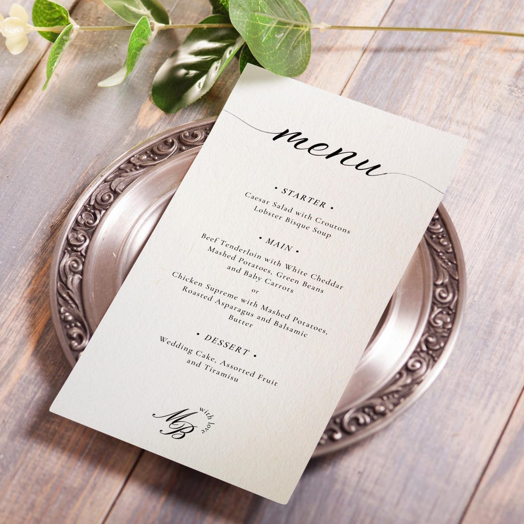 Elegant Minimalist Wedding Menu Template (11x17, Instant Download) - Etsy