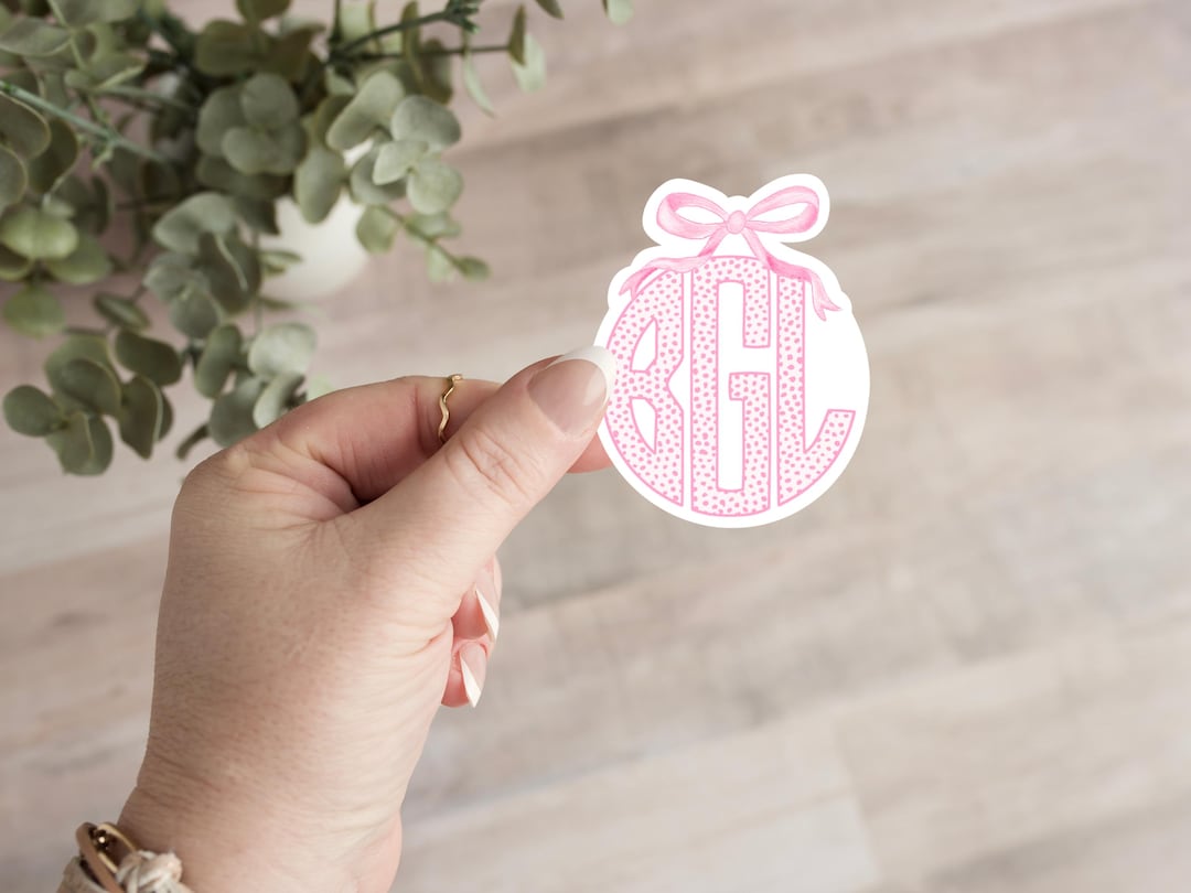 Monogram Sticker, Personalized Monogram Sticker, Name Sticker, Coquette ...