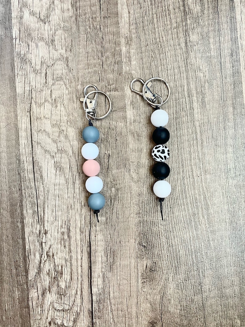 Silicone Bead Keychain, Beaded Keychain, Keychain - Etsy
