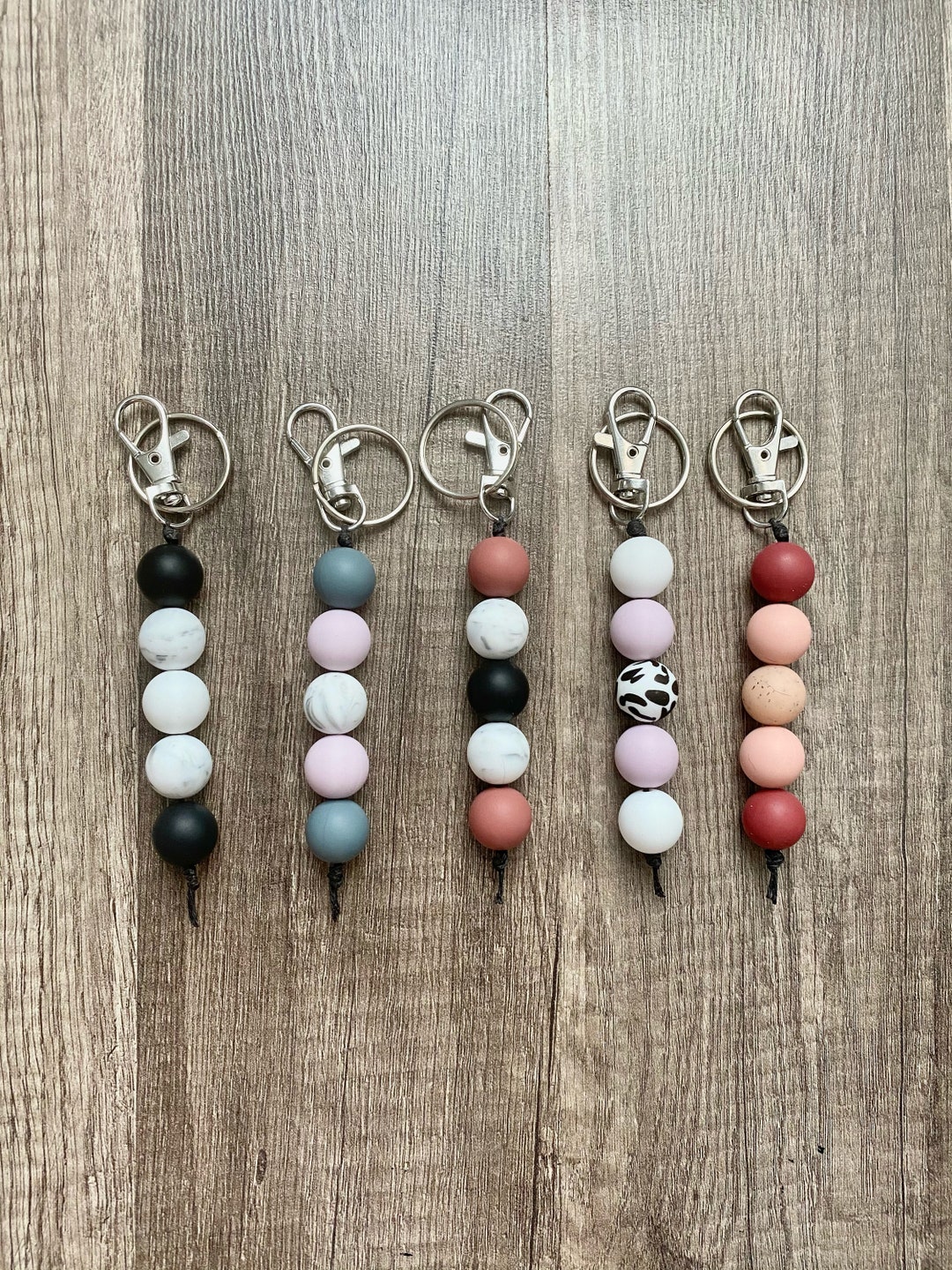 Silicone Bead Keychain, Beaded Keychain, Keychain - Etsy