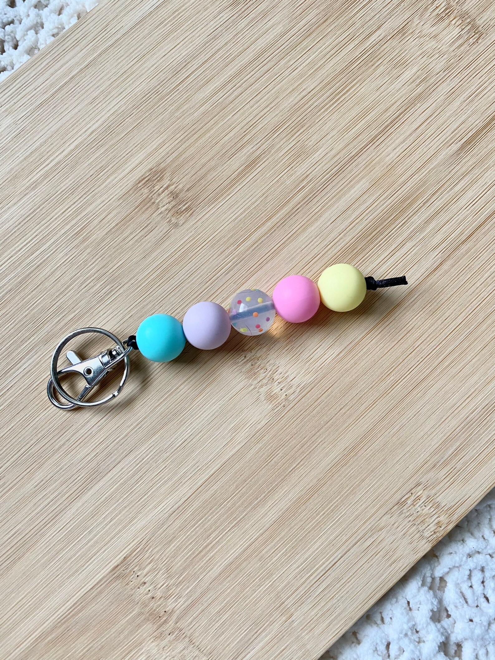 Rainbow Silicone Bead Keychain Colorful Keychain Confetti | Etsy