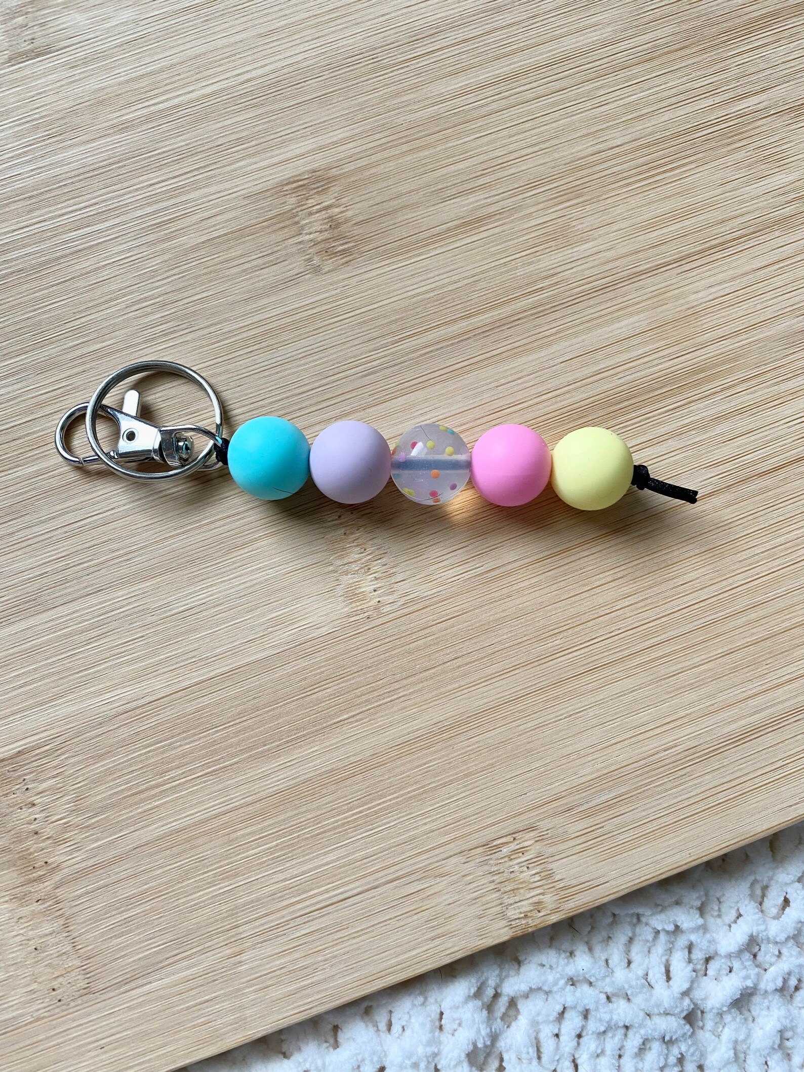 Rainbow Silicone Bead Keychain Colorful Keychain Confetti | Etsy
