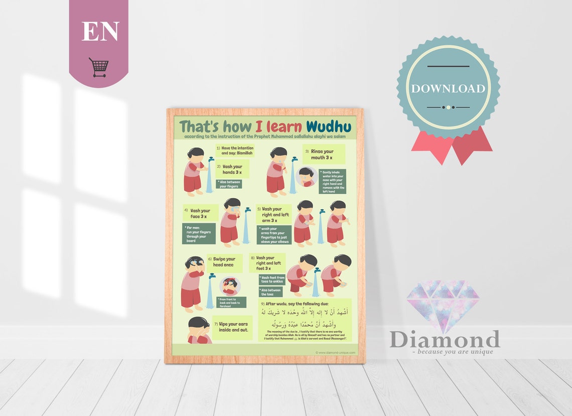 Ritual Washing of Prayer Wudhu Wudu Poster Bilingual Arabic | Etsy