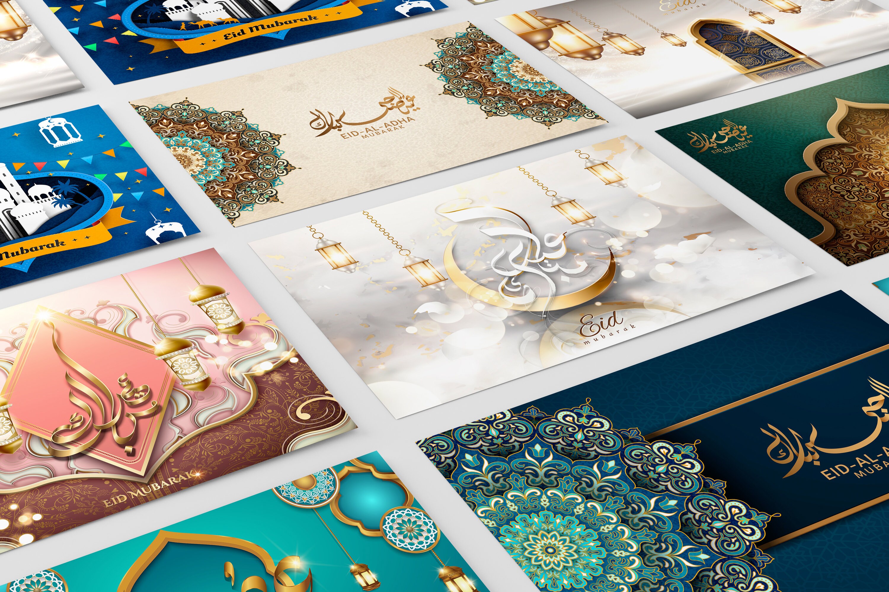 Eid Mubarak Postcard Arabic Calligraphy Printable Postcard - Etsy