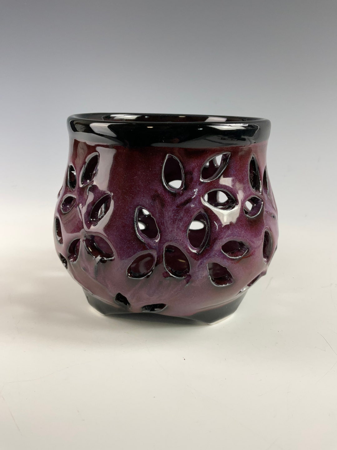 Purple Orchid Pot, Planter, Luminary 5 1/4 Diameter X 4 1/4 High. - Etsy