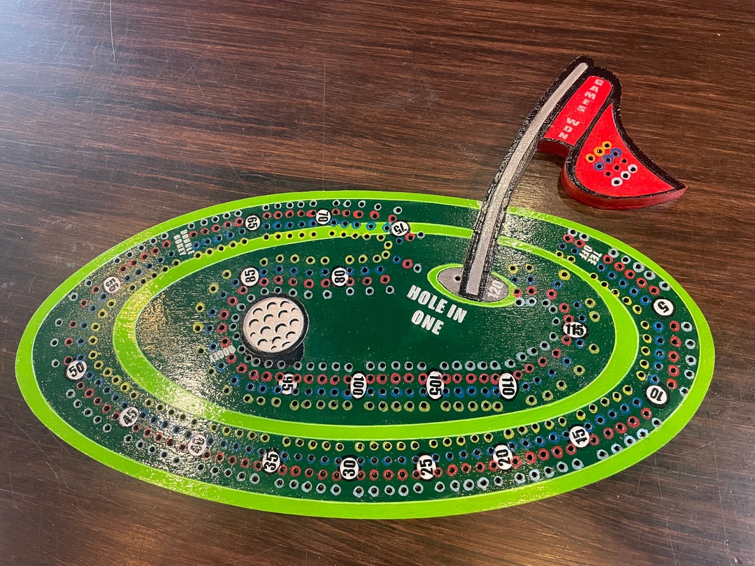 Golf Cribboard Cribbage Board With Acrylic Golf Club Pegs. You Choose 2 ...