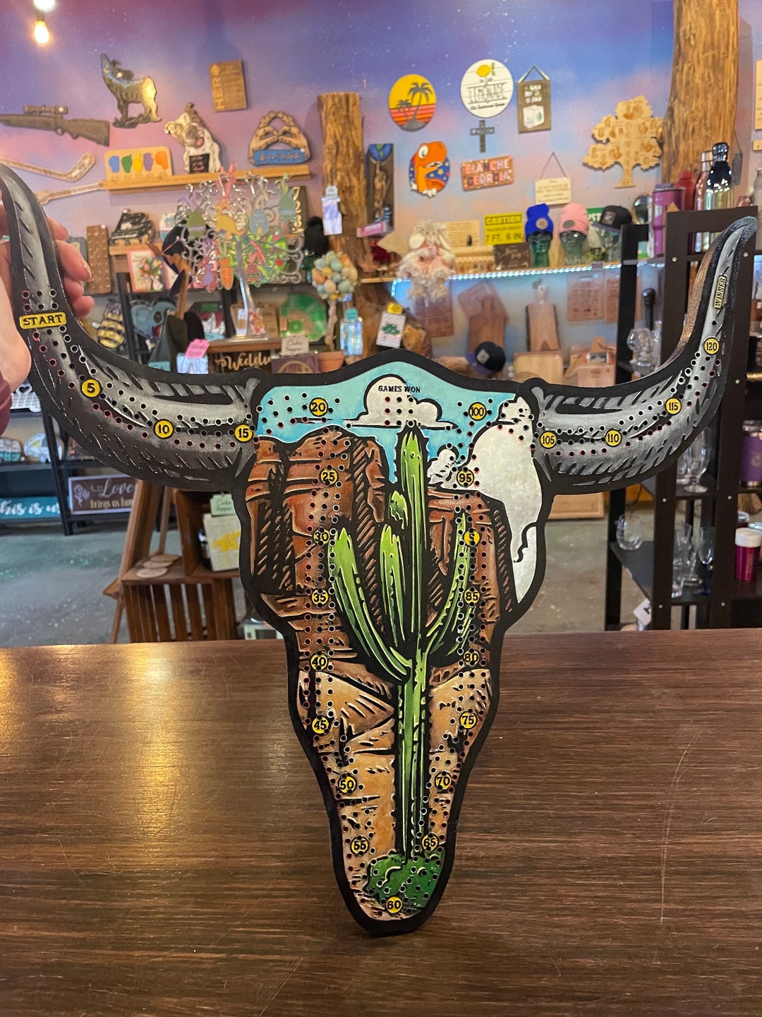 Cow Skull Desert Cribbage Cribboard Board - Etsy