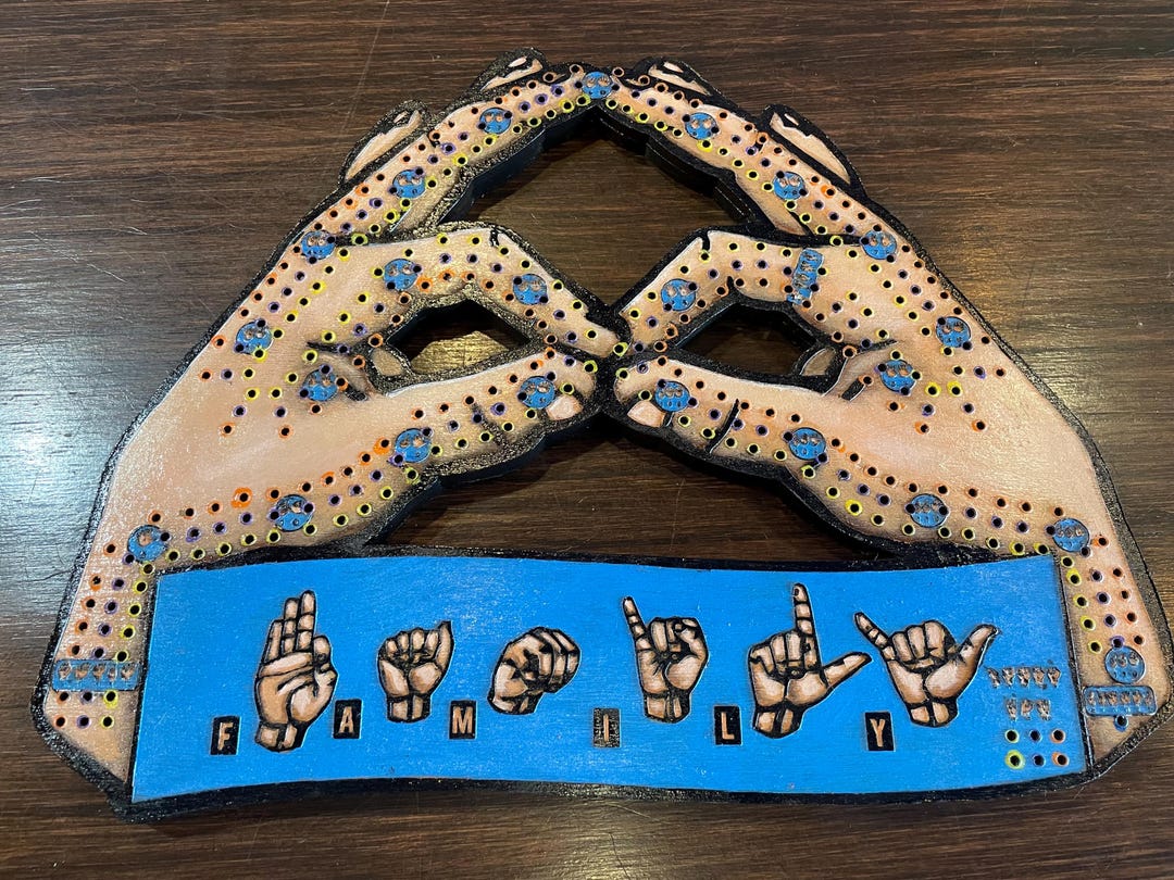 Artisan ASL "family" Sign Language Crib Board/cribbage Board With ...