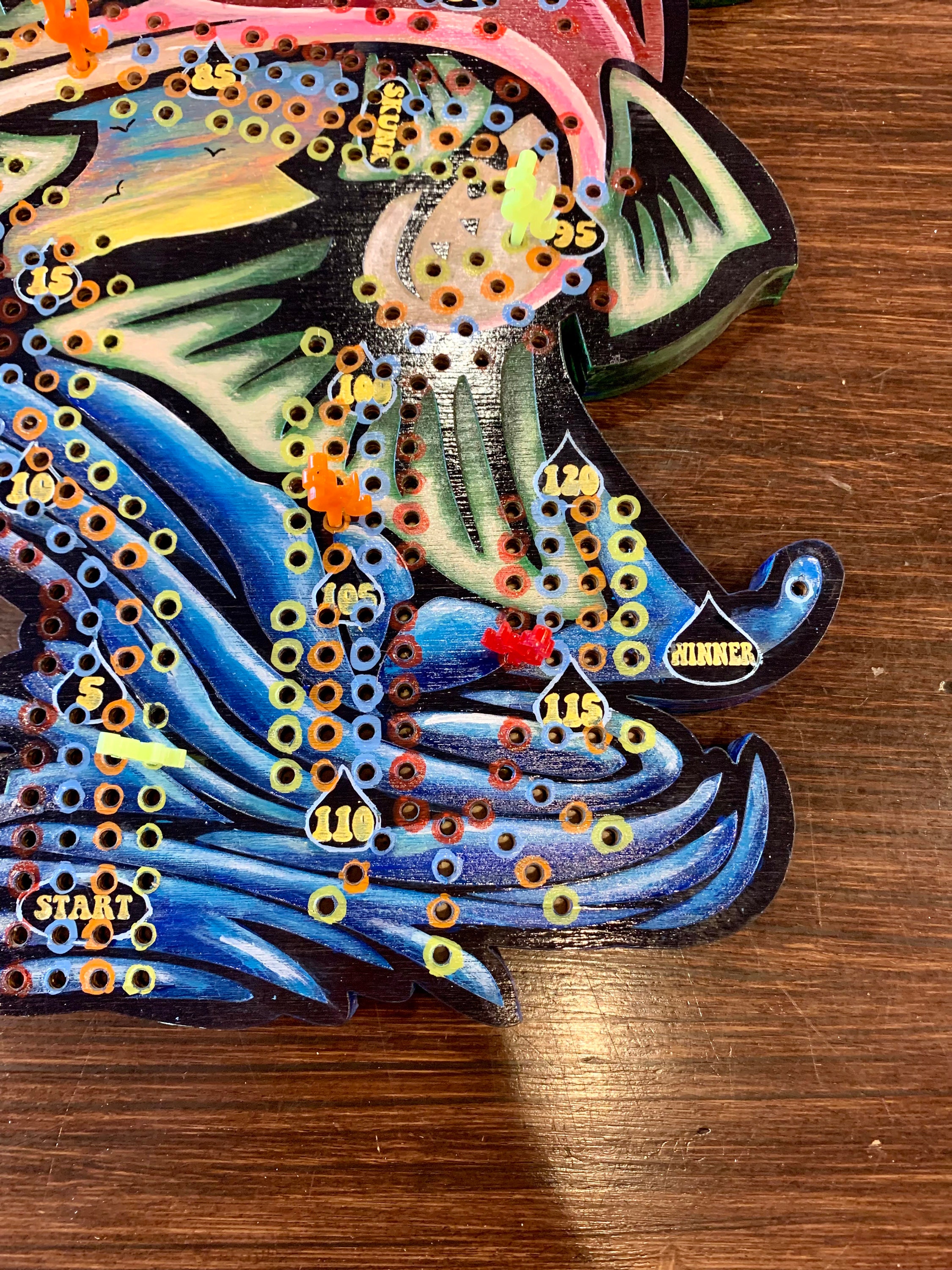 Jumping Fish Crib Board/cribbage Board With Acrylic Worm on - Etsy