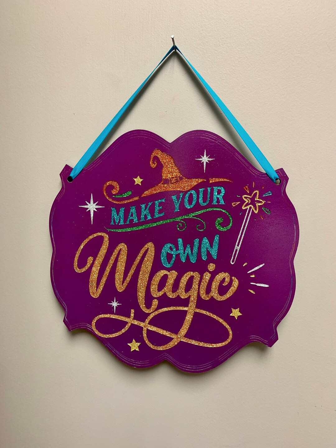 Make Your Own Magic" Glittered Halloween Fall Decor/sign, Witch, Witch ...