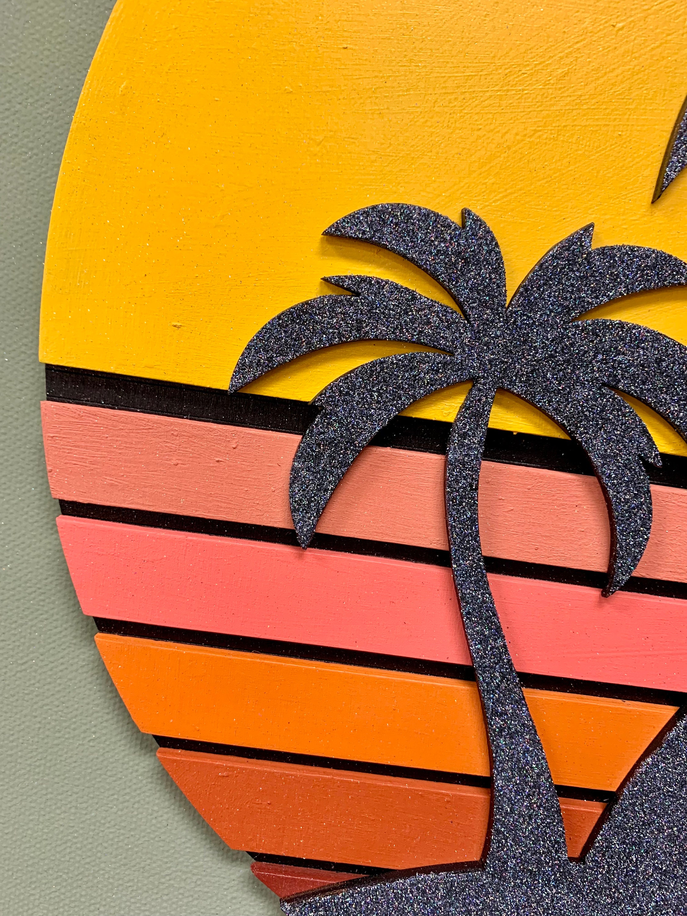 3D Round Palm Tree Sunset Wood Home Decor Sign. Beach Hawaii - Etsy