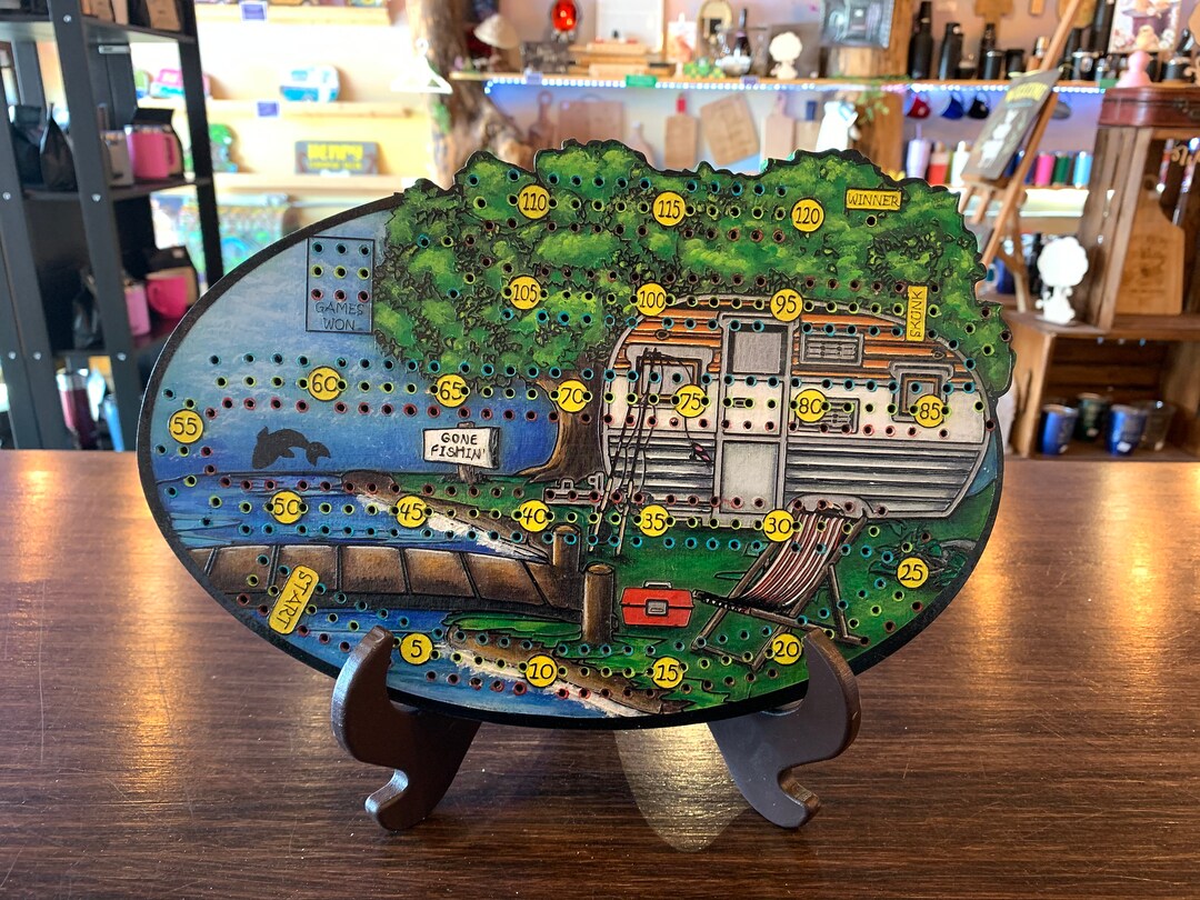 Fishing/ Camping Cribboard, Cribbage Board, Board Game, Camping, Summer ...