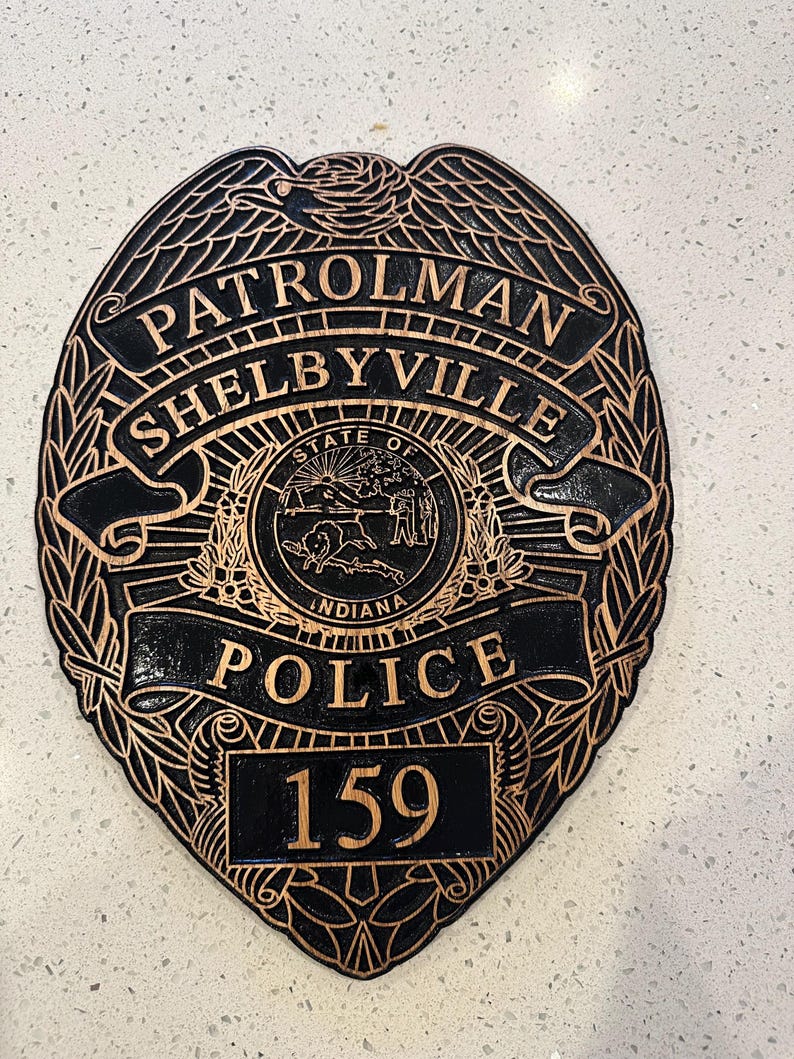 Custom Carved Wood Badge: Police, Fire, EMT, Military Retirement Gift ...