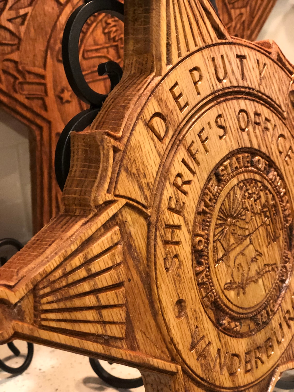 Wood Fireman Police EMT Sheriff Military Custom Carved Badges Plaques ...