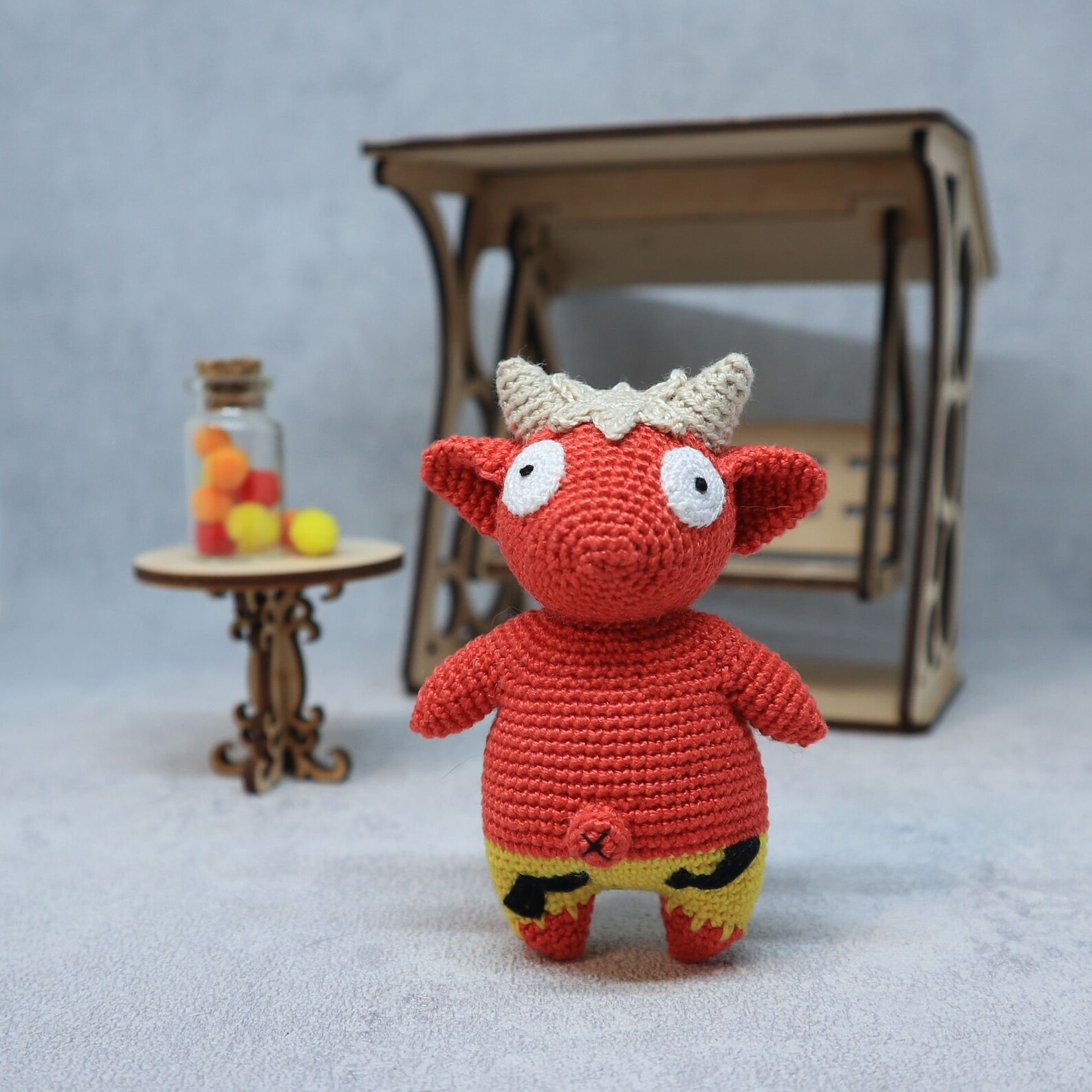 Amigurumi Japanese Oni Plush Toy, Red Demon Doll - Etsy