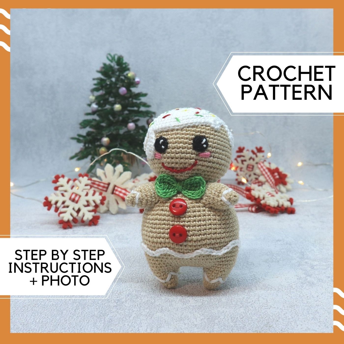 Crochet Gingerbread man pattern. DIY Christmas ornament | Etsy