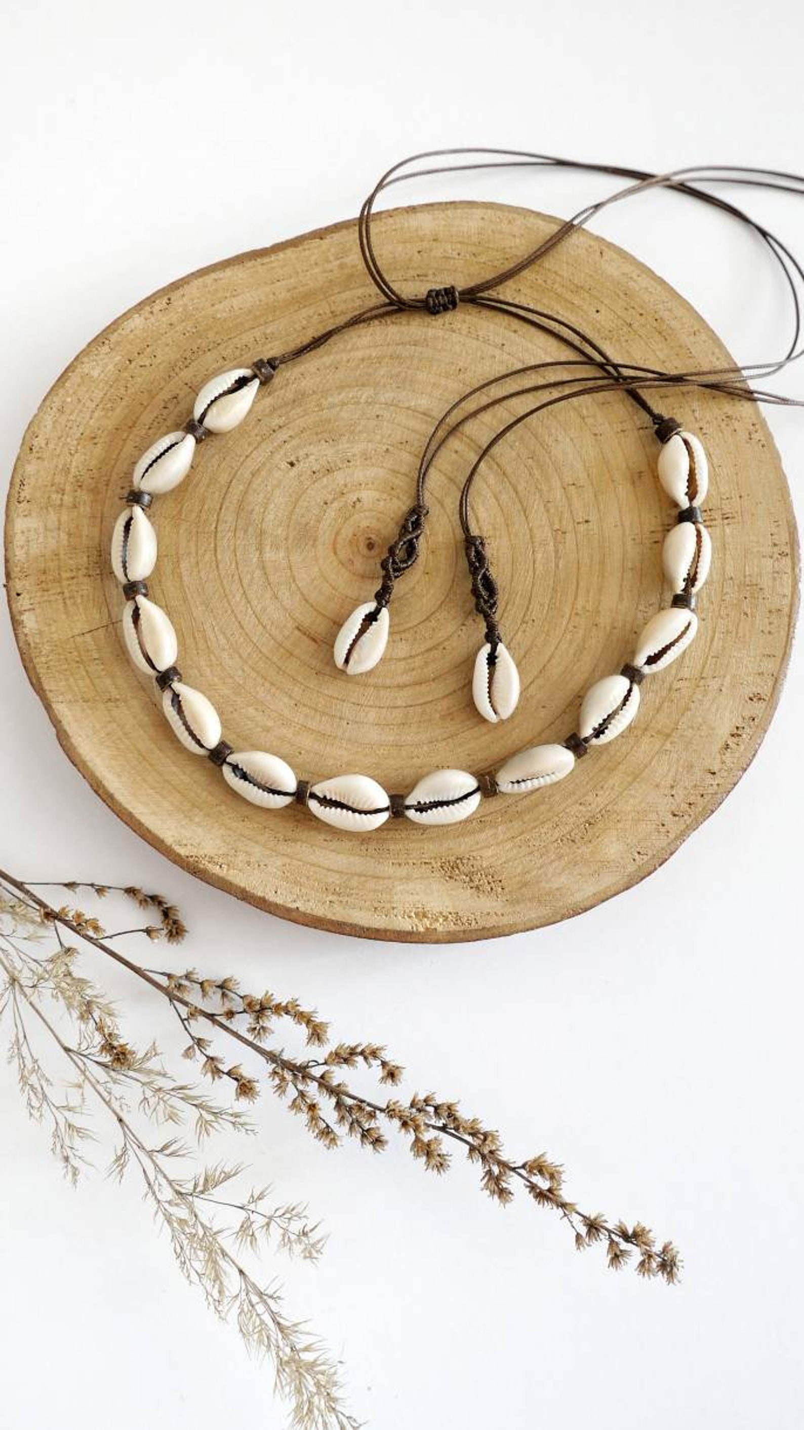 Macrame Necklace Choker Kauri Shells Natural Boho Summer Sea | Etsy