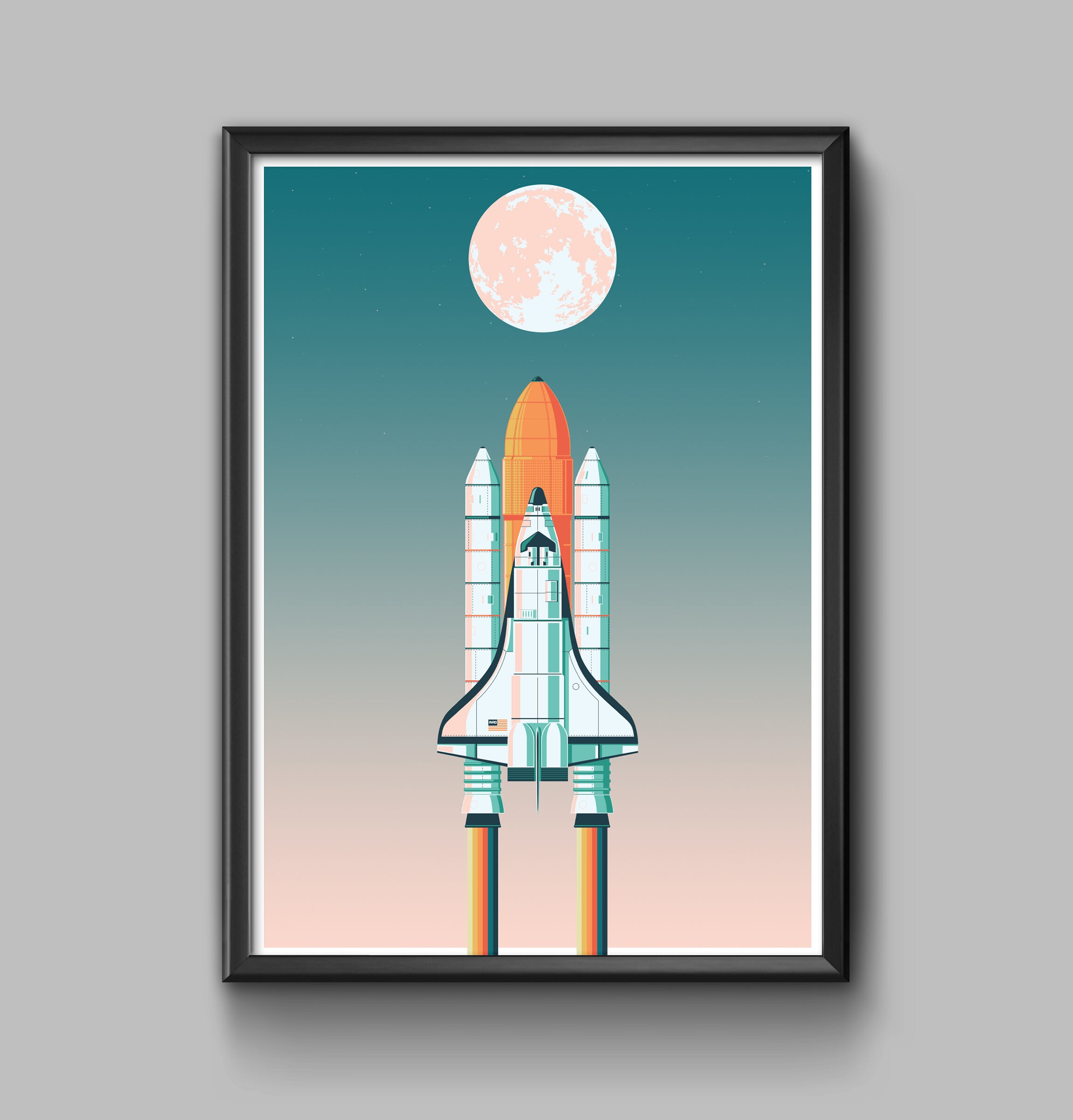 Space Rocket Poster Print Space Shuttle | Etsy