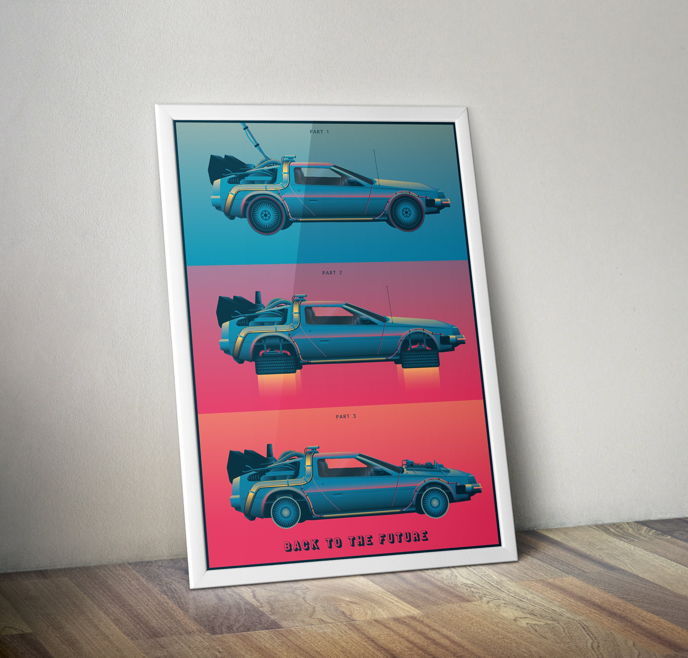 Back To The Future DeLorean Poster Print Trillogy | Etsy