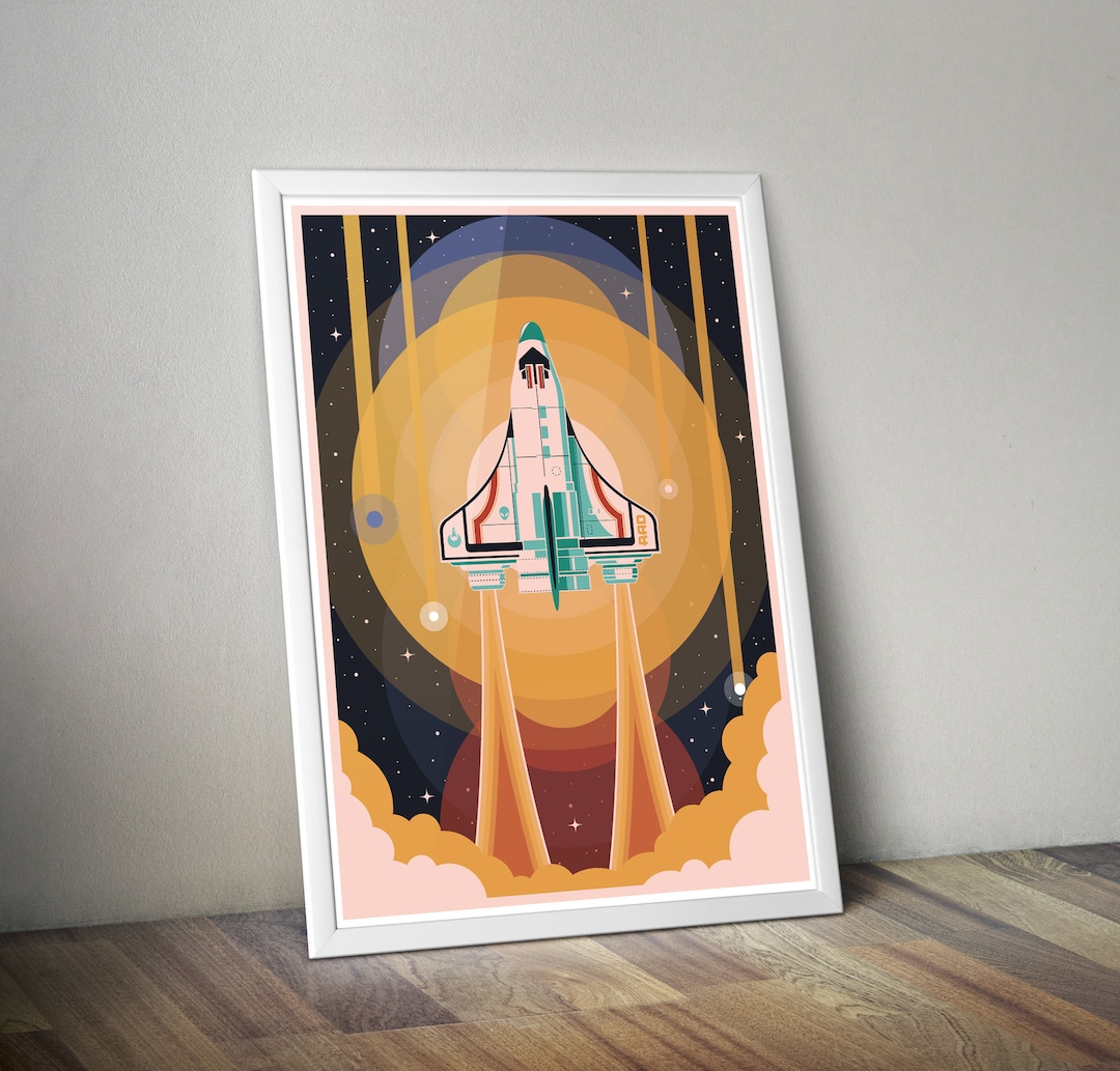 Retro Space Themed Poster Space Ships Art Posters - Etsy
