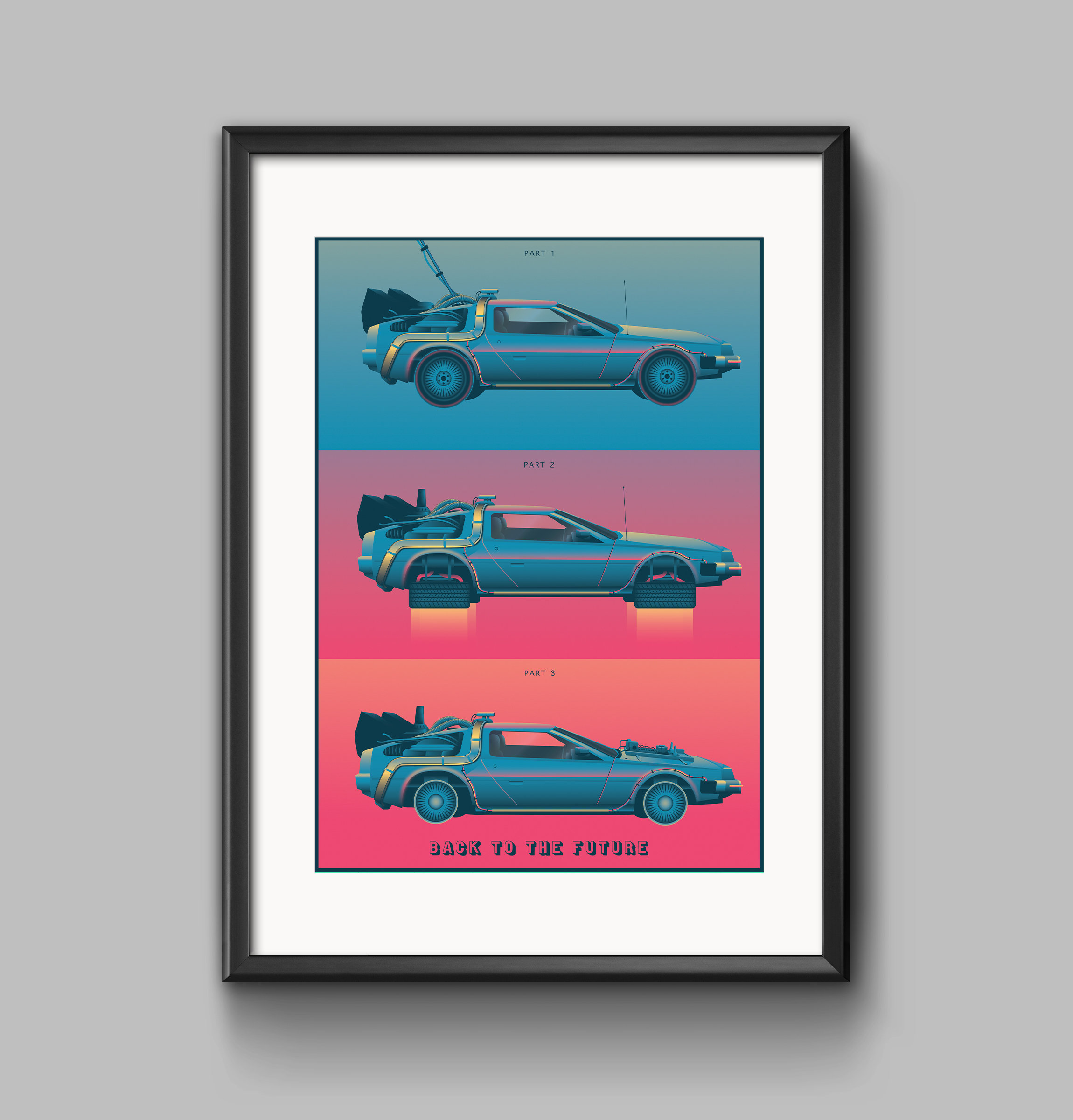 Back To The Future DeLorean Poster Print Trillogy | Etsy